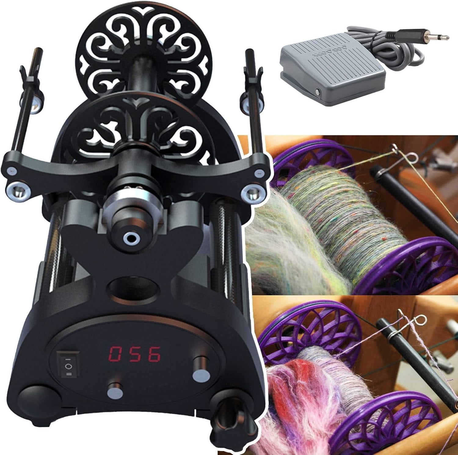 Electric Spinning Wheel with 4pcs Spools,Adjustable Speed/2 Control ...