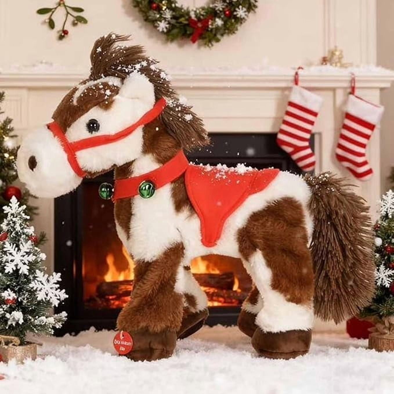 Electric Spotted Plush Pony Horse, Interactive Walking Toy with Wagging ...