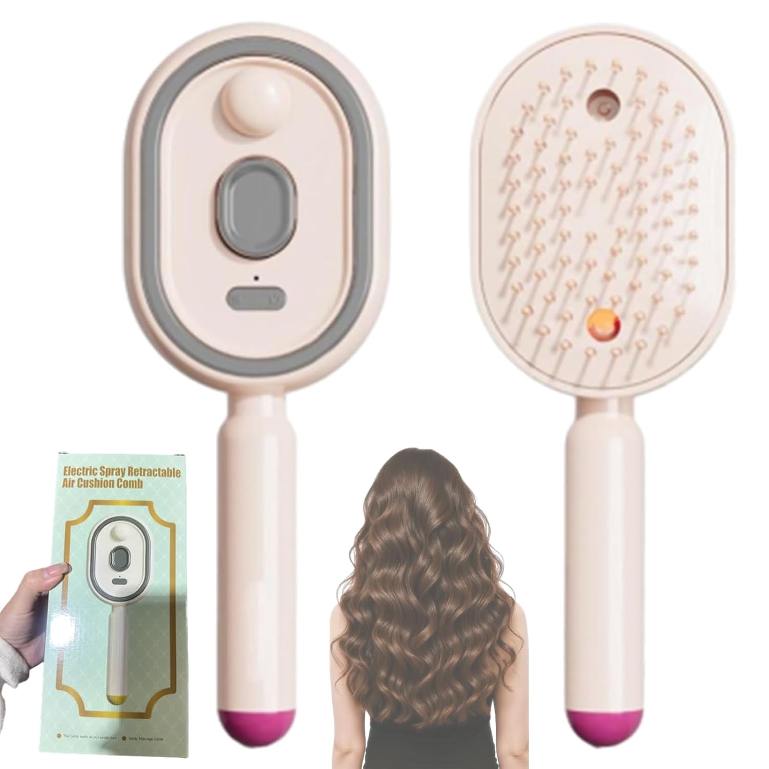 Electric Spray Air Cushion Comb, Self Cleaning Anti Tangle Comb ...