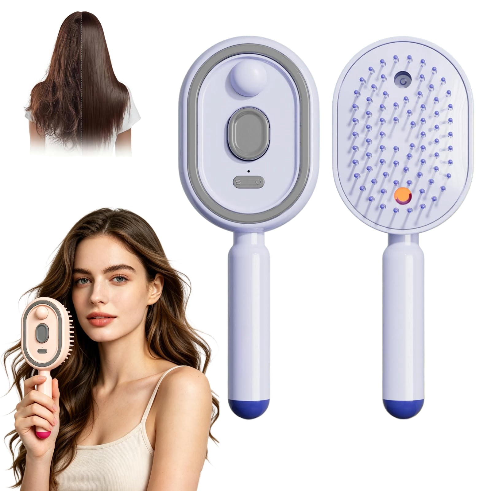Electric Spray Air Cushion Hair Comb, 3-in-1 Rechargeable Steam Brush ...
