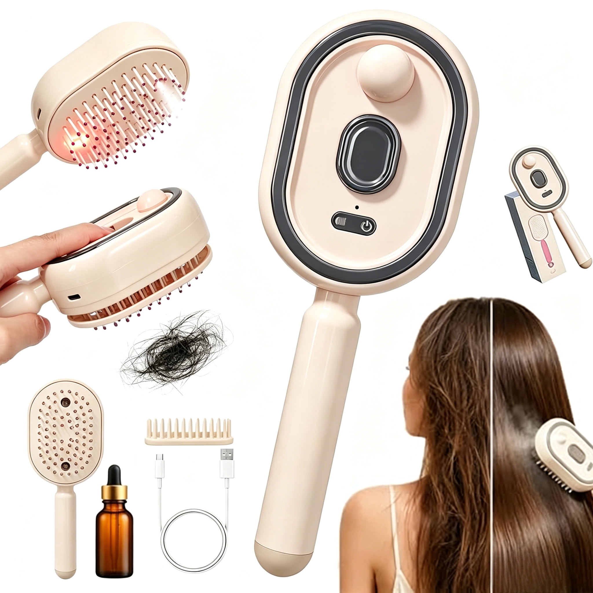 Electric Spray Air Cushion Massage Comb, 2026 Upgrade Self-Cleaning ...