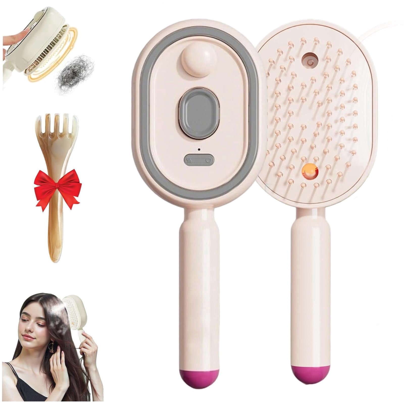 Electric Spray Air Cushion Massage Comb, 3-In-1 Electric Steam Hair ...
