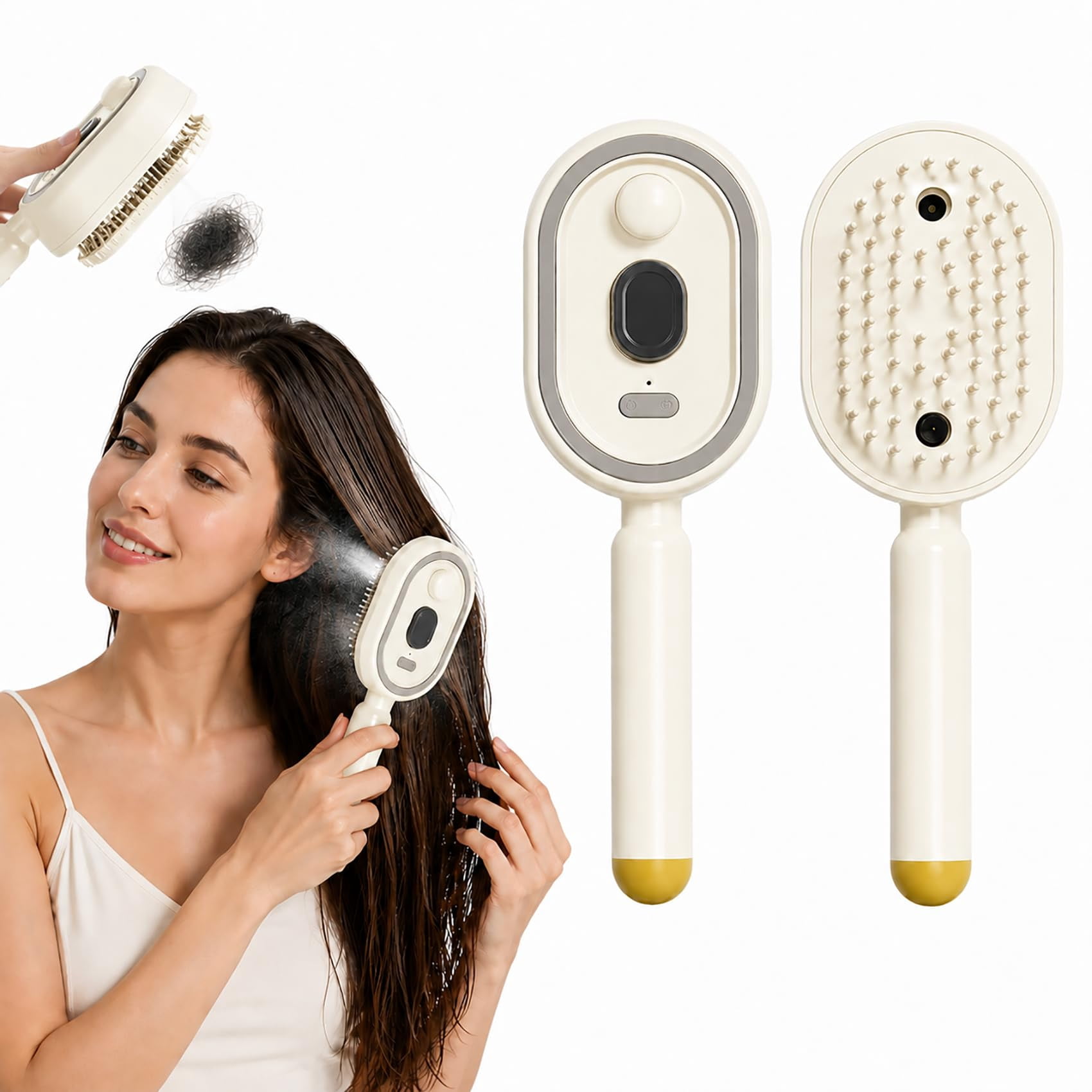 Electric Spray Air Cushion Massage Comb, 3-in-1 Self-Cleaning Misting ...