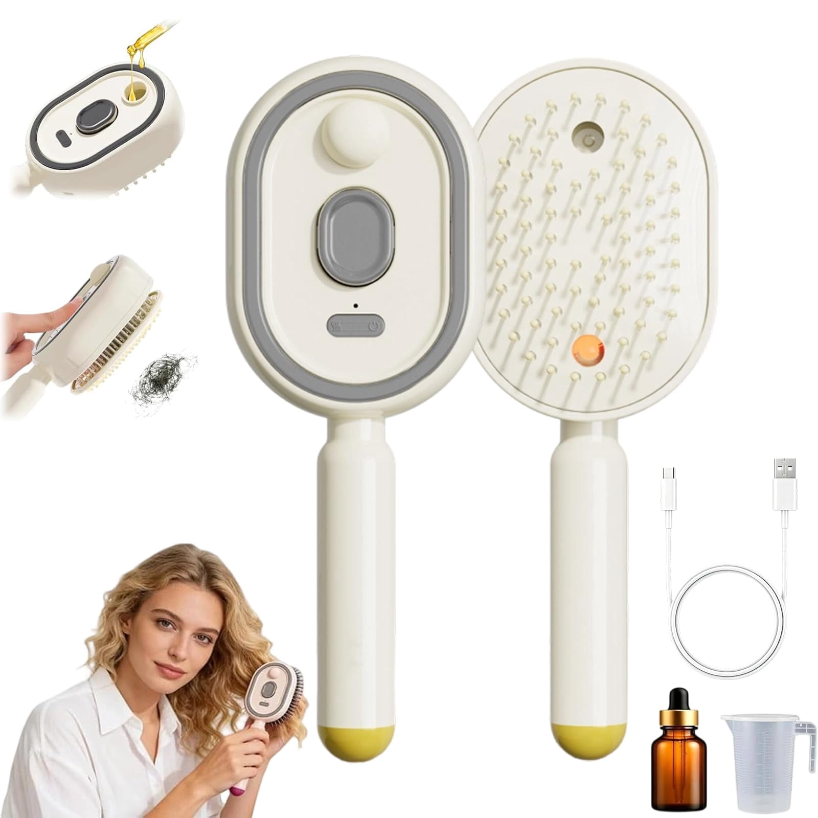Electric Spray Air Cushion Massage Comb, Rechargeable Hair Brush with ...