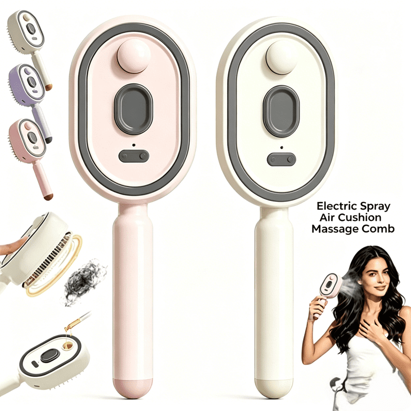 Electric Spray Air Cushion Massage Comb, Rechargeable Steam Hair Brush ...