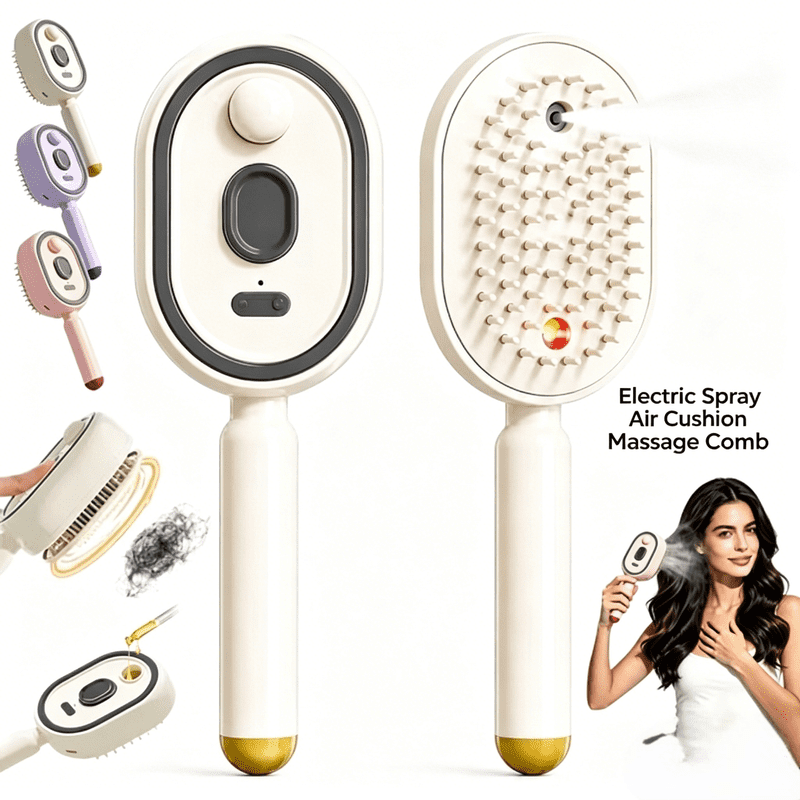 Electric Spray Air Cushion Massage Comb, Rechargeable Steam Hair Brush ...