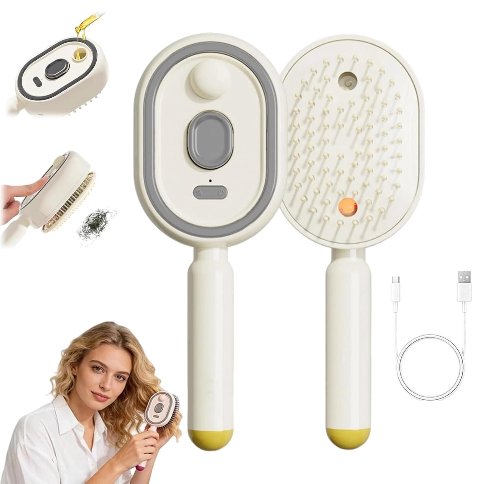 Electric Spray Air Cushion Massage Comb, Upgraded Vibration Misting ...