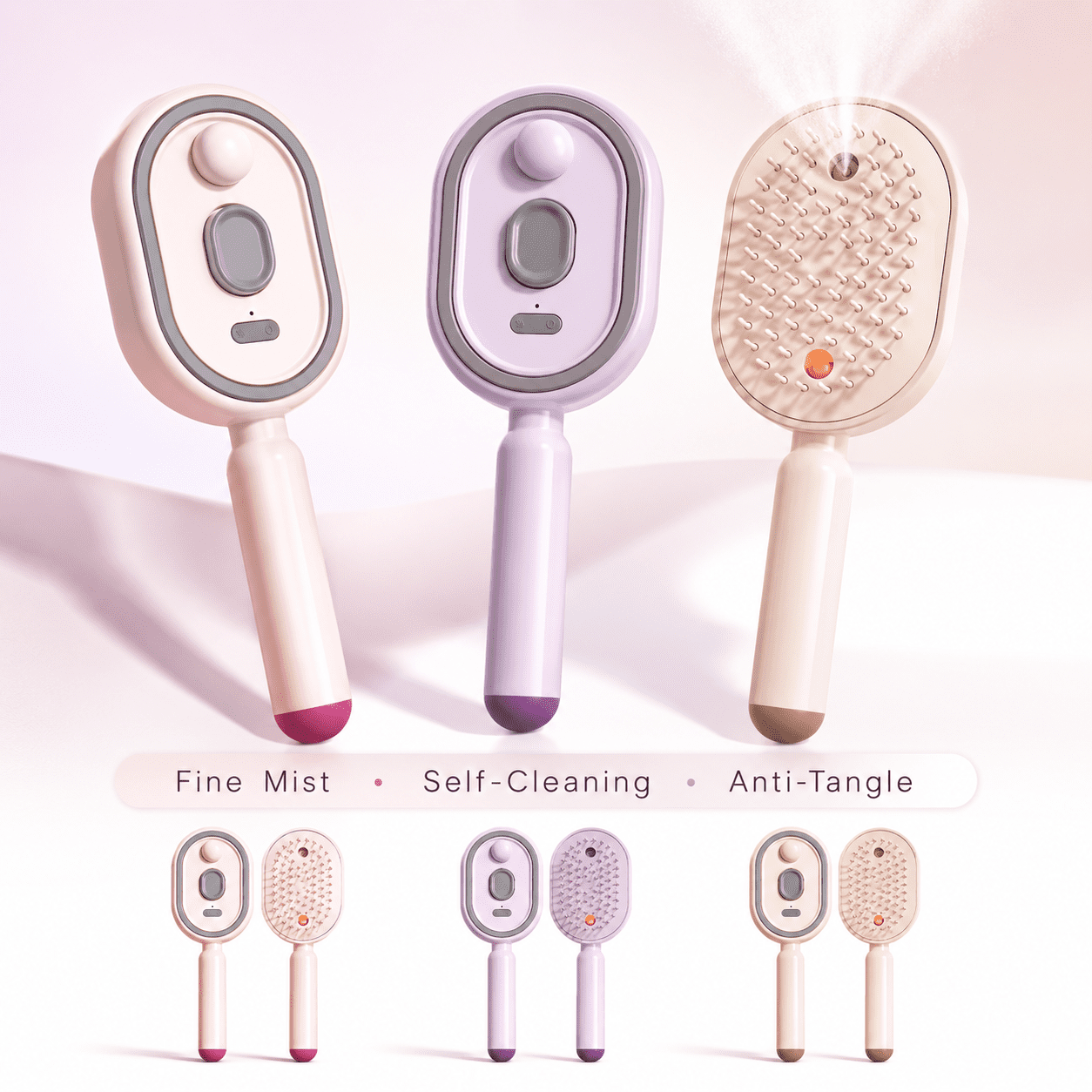 Electric Spray Air Cushion MassageComb, Self-Cleaning Anti-Tangle Hair ...