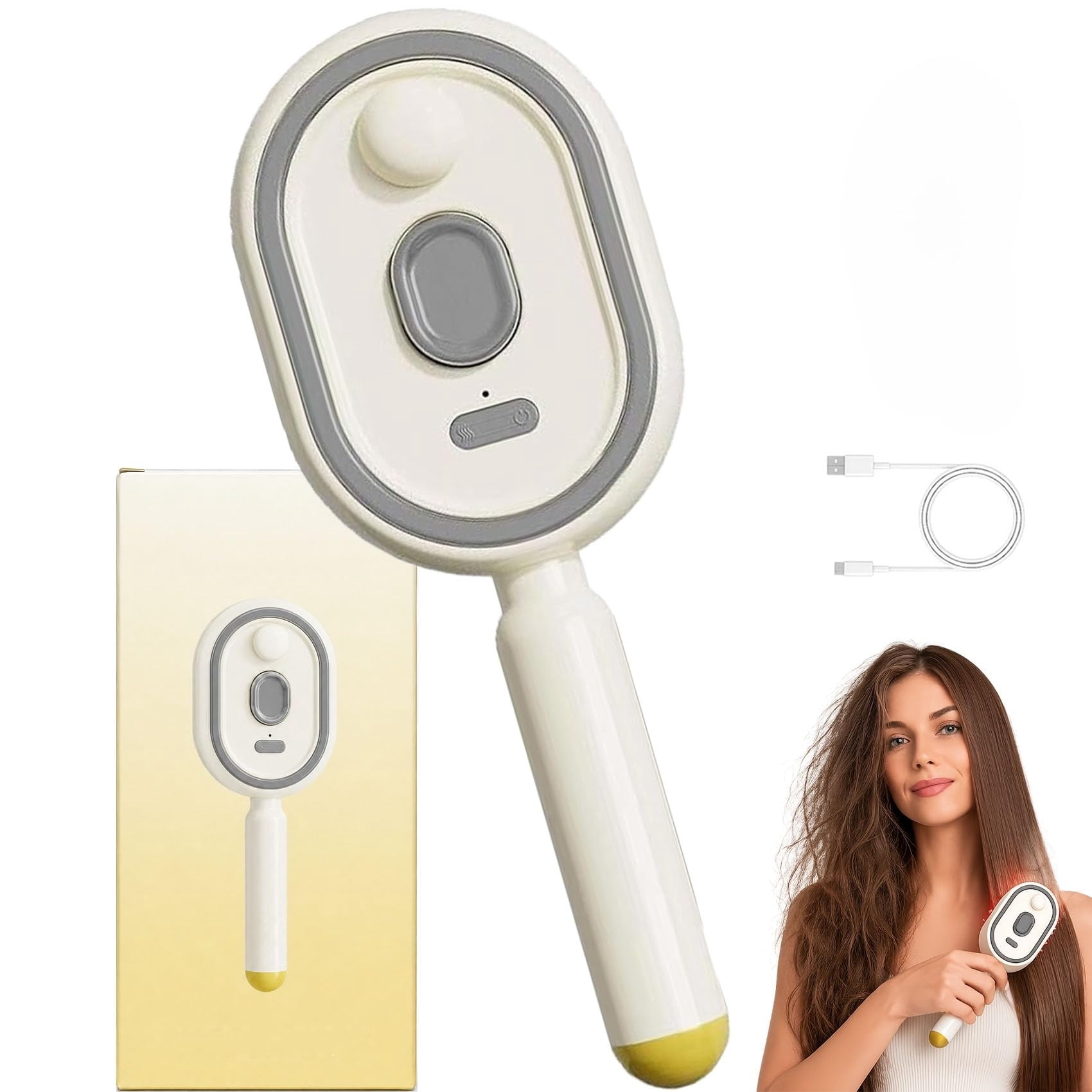 Electric Spray & Massage Hair Brush, 5-in-1 Rechargeable Steam Brush ...
