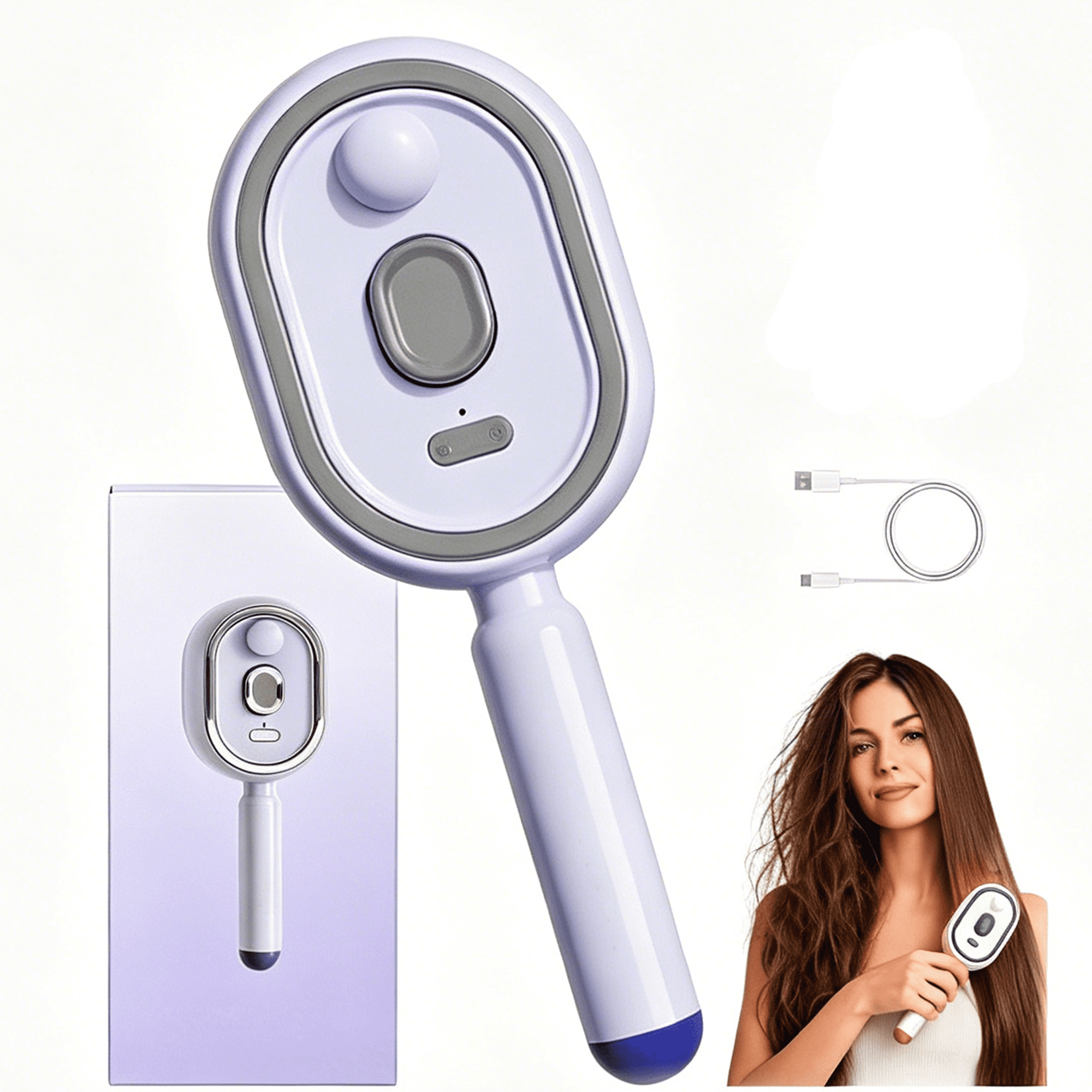Electric Spray & Massage Hair Brush, 5-in-1 Rechargeable Steam Brush ...