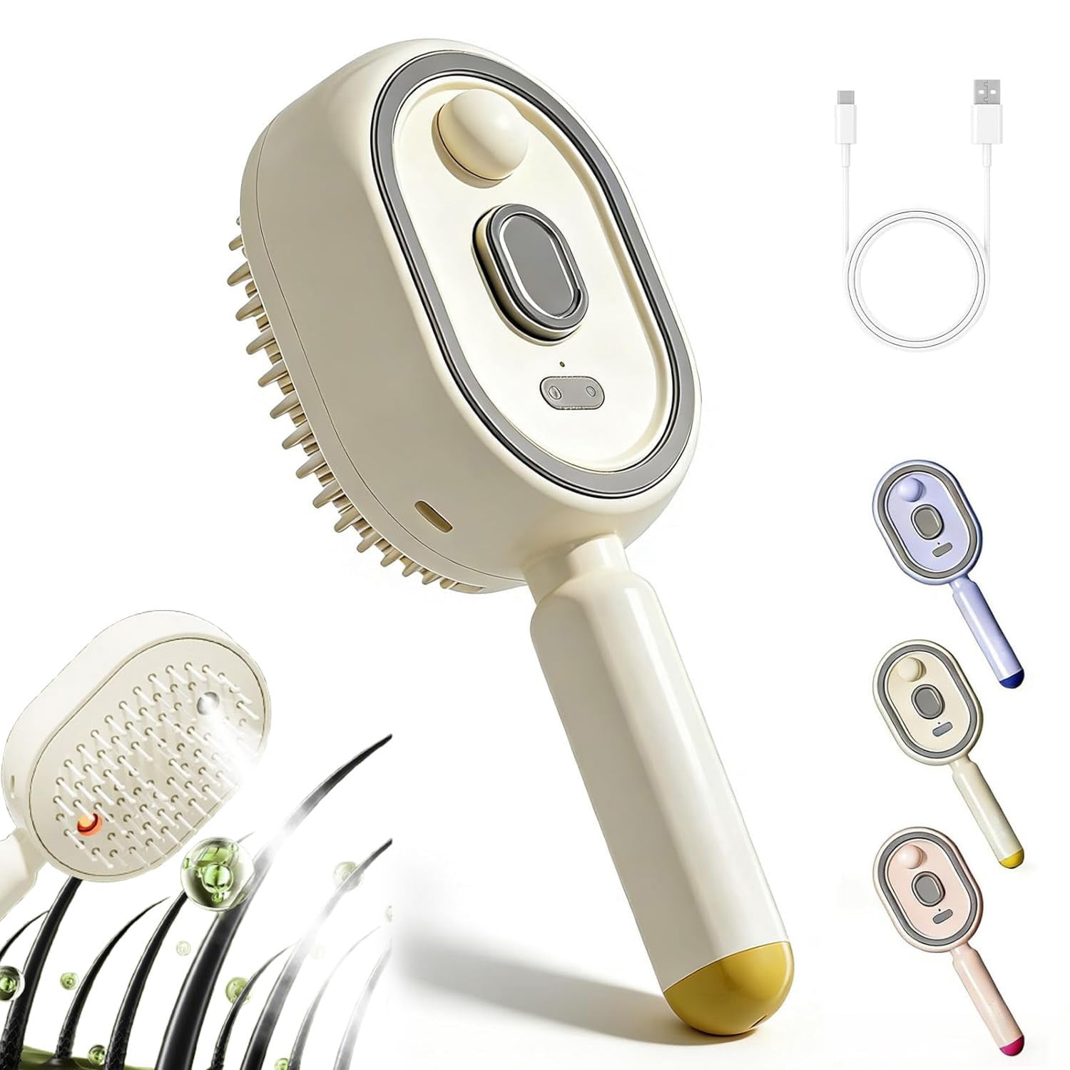 Electric Spray & Massage Hair Brush, Red Light & Nano Mist, Detangling ...