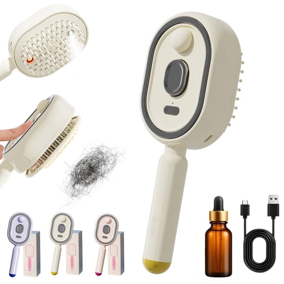 Electric Spray and Massage Hair Brush, Rechargeable Steam Hair Brush ...