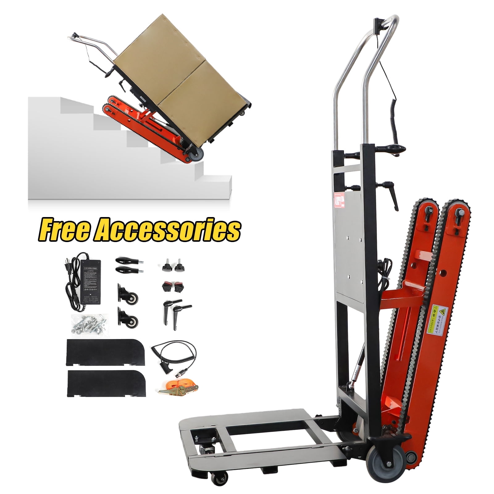 Electric Stair Climbing Hand Trucks Dolly, 441lb Capacity, Rubber ...