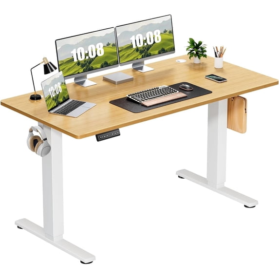 Electric Stand up Desk, 55'' Wide Desktop with Adjustable Height ...