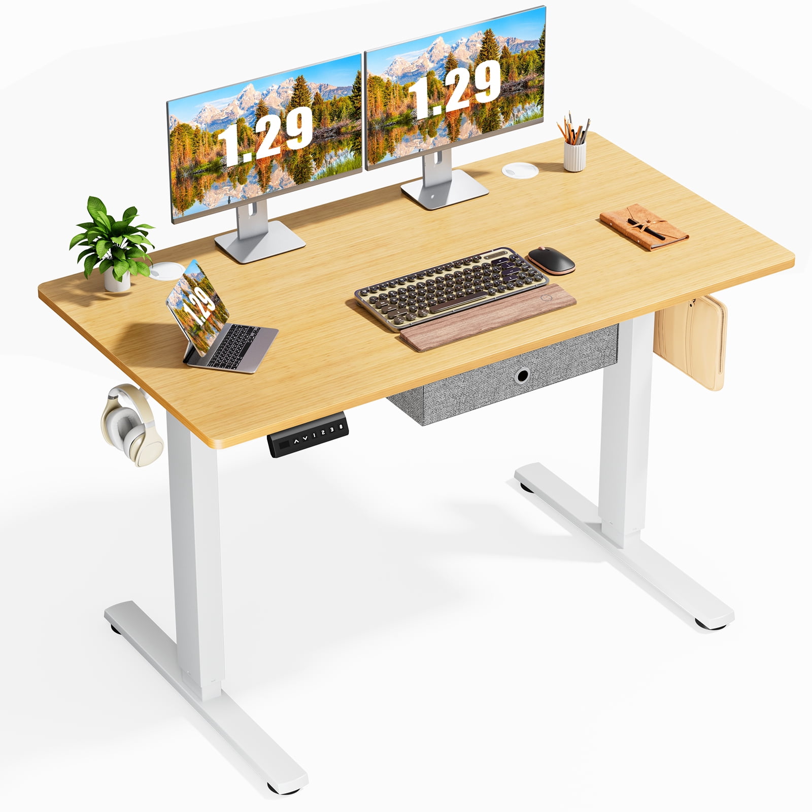 Electric Standing Desk, 48x24 Inch Height Adjustable Sit And Stand ...