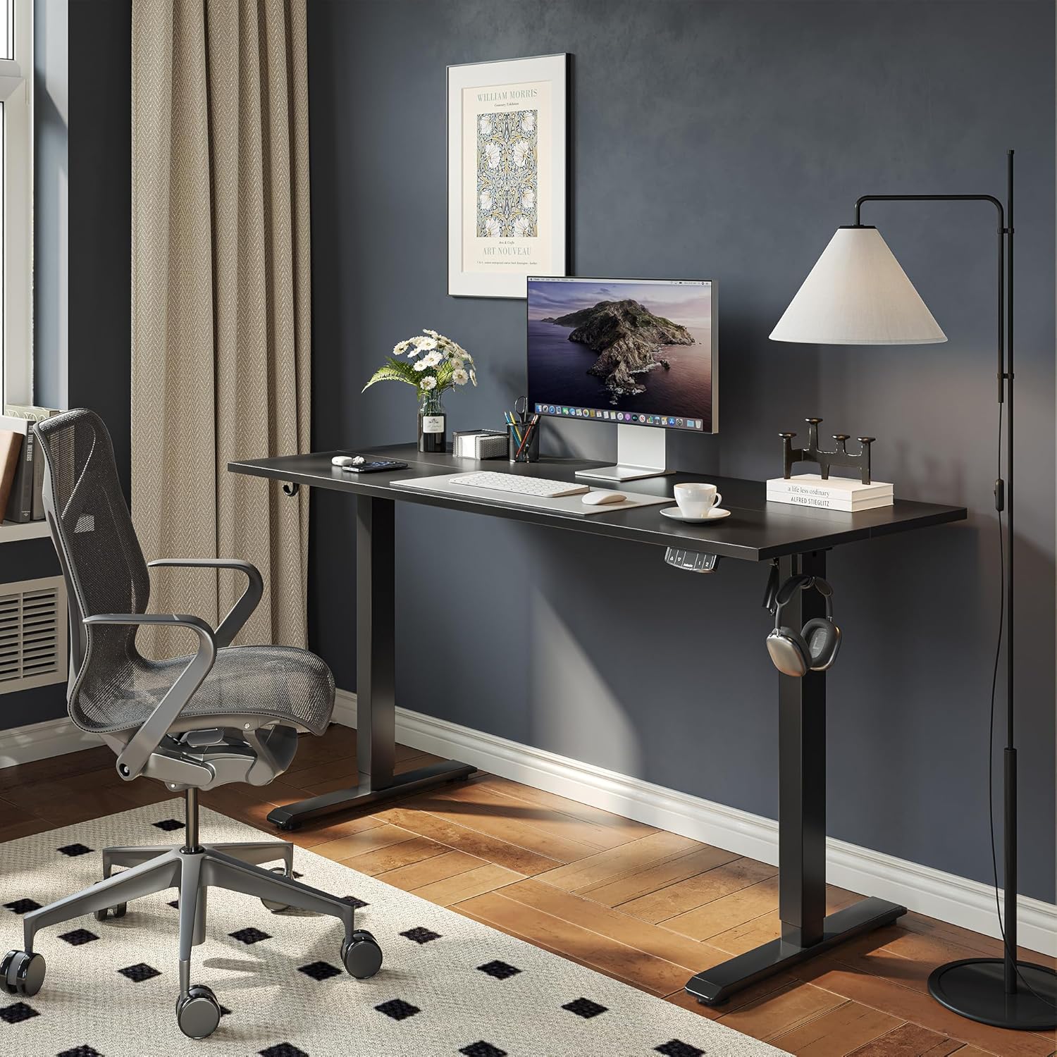 Electric Standing Desk, 55 x 24 Inches Height Adjustable, Sit Stand Up ...