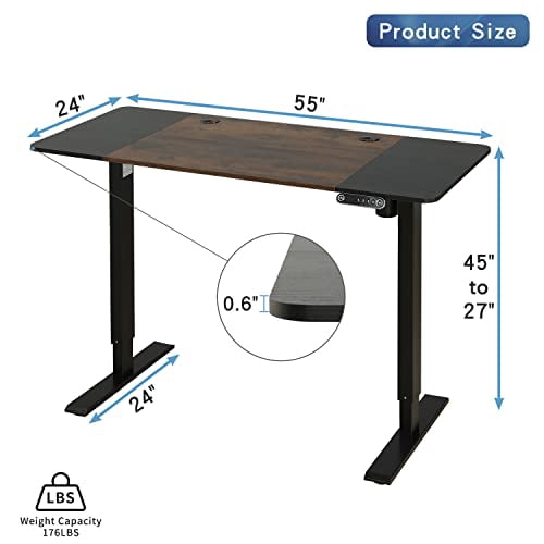 Electric Standing Desk, 55 x 30 Height Adjustable Versatile Sit Stand ...