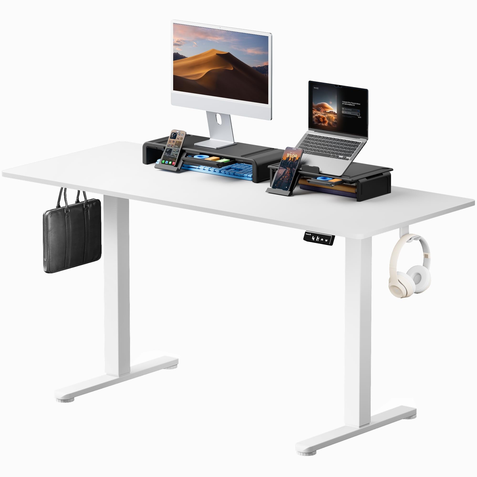 Electric Standing Desk, 55x24 Inches Adjustable Height Sit Stand Up ...