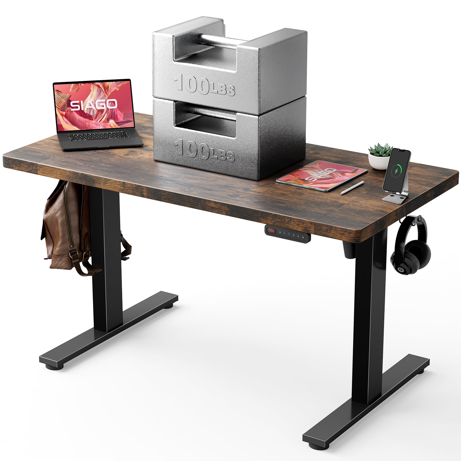 Electric Standing Desk Adjustable - 48 x 24 Inch Sit Stand up Desk with ...