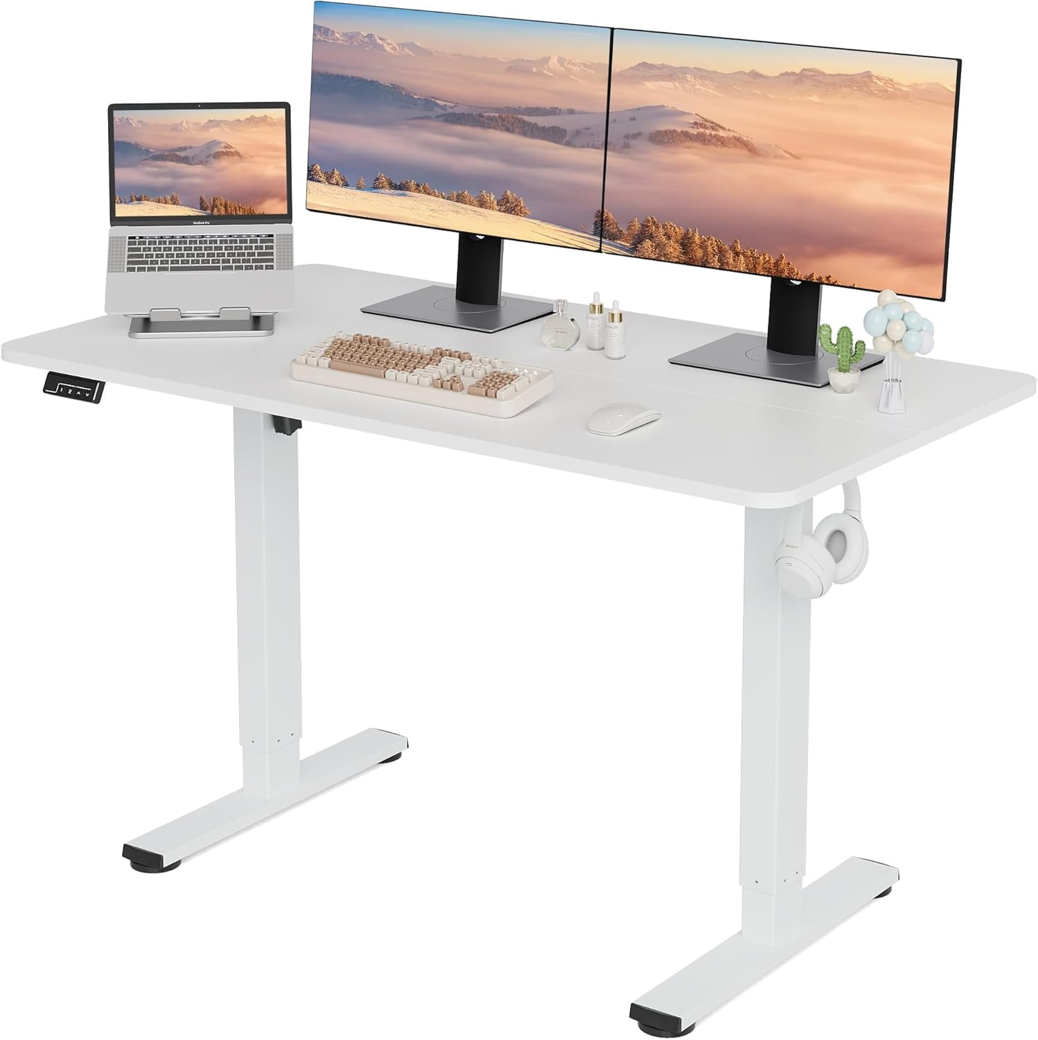 Electric Standing Desk Adjustable Height, 48x24 Inches Sit Stand up ...