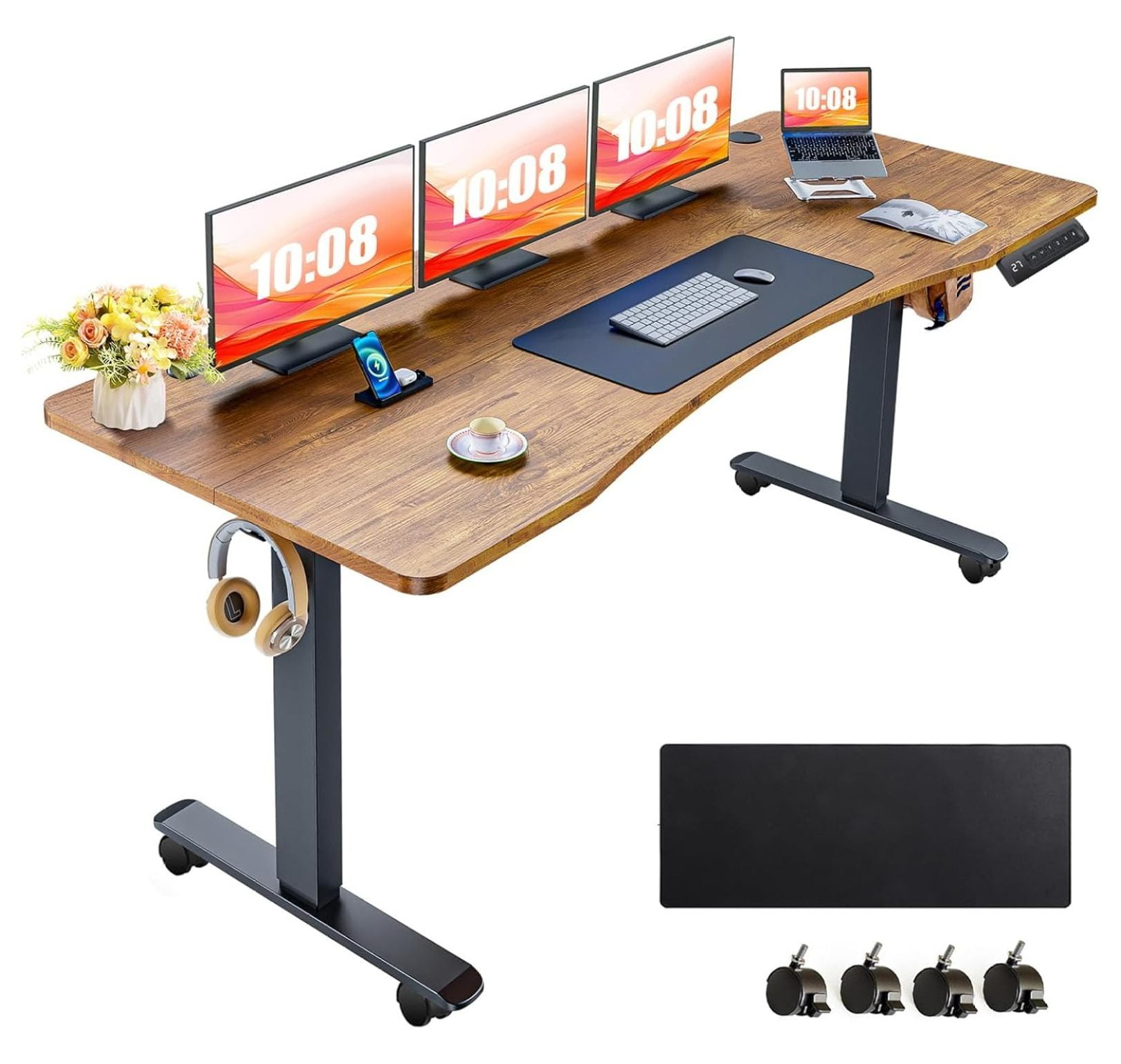 Electric Standing Desk Adjustable Height, 63x24 Inches Computer Desk ...