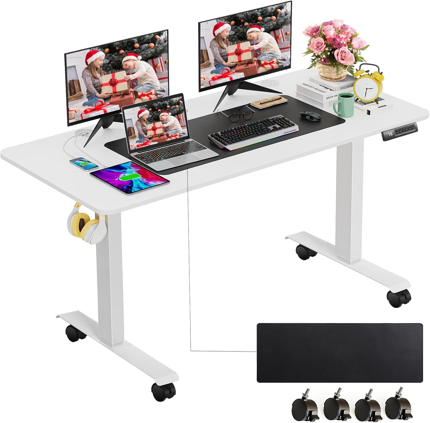 Electric Standing Desk Adjustable Height, 63x24 Inches Computer Desk ...