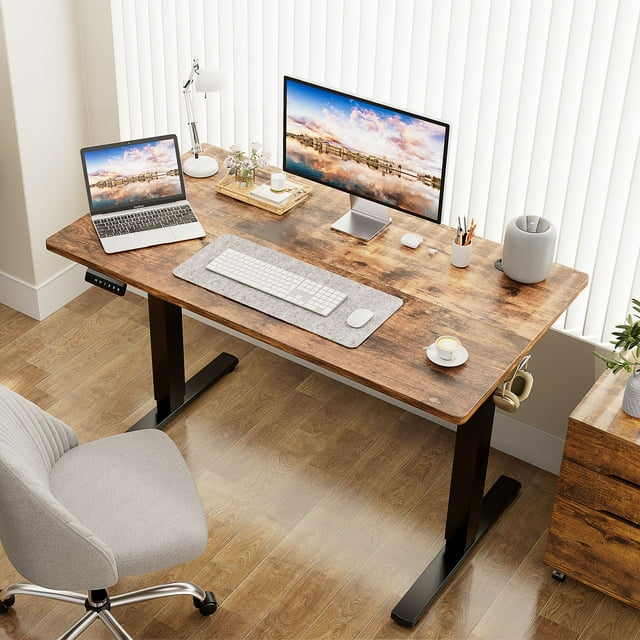 Electric Standing Desk with Drawer, 48 x 24 Inch Stand up Desk with ...