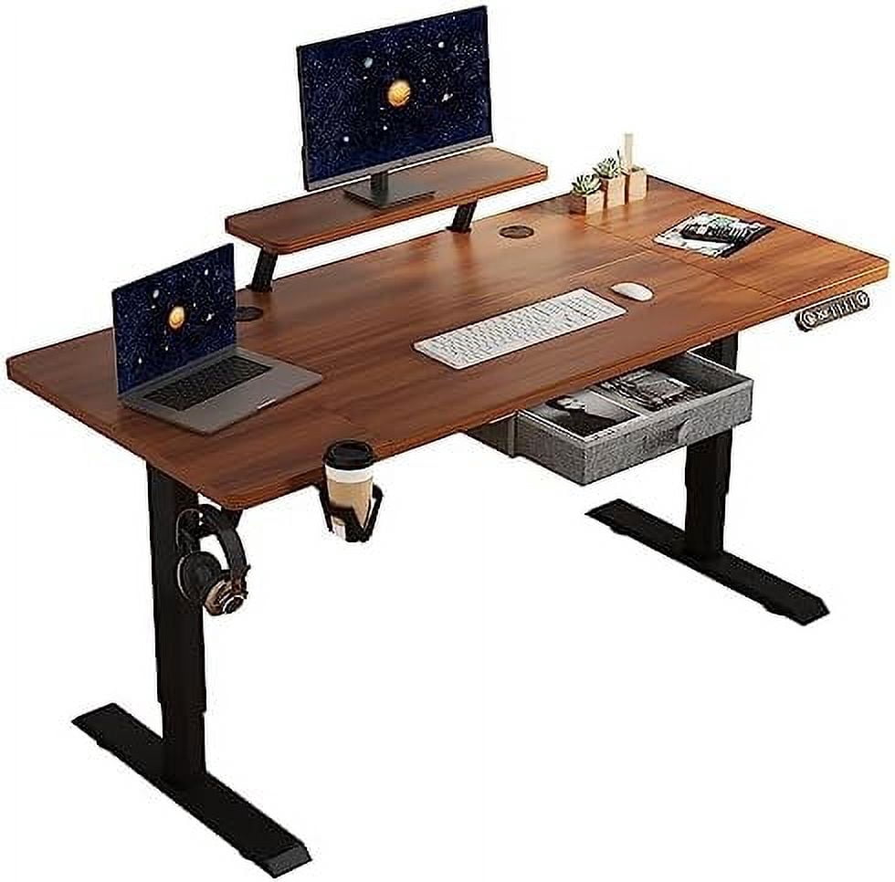 Electric Standing Desk with Drawer, 63x30 Inches Height Adjustable Sit ...