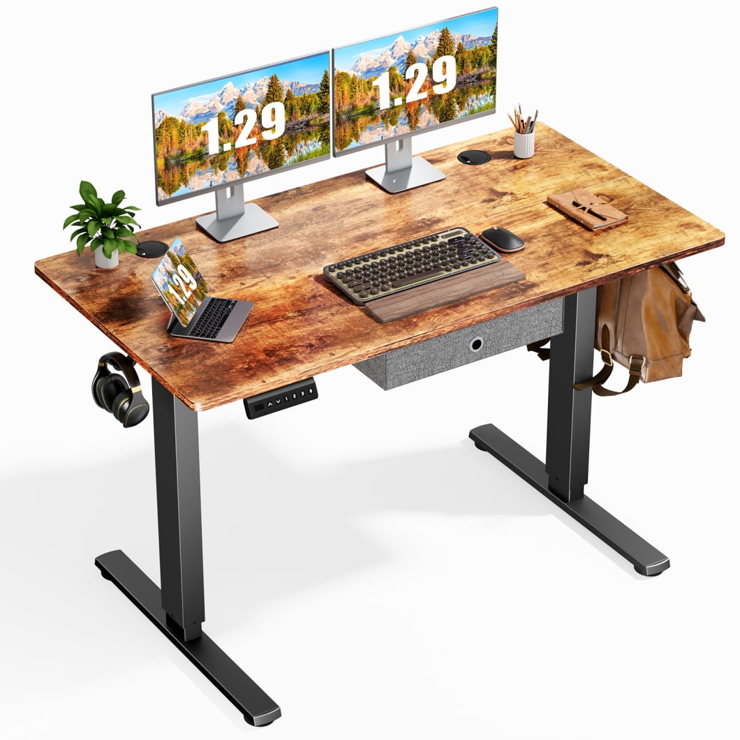 Electric Standing Desk with Drawer for Study, Adjustable Desk Ergonomic ...