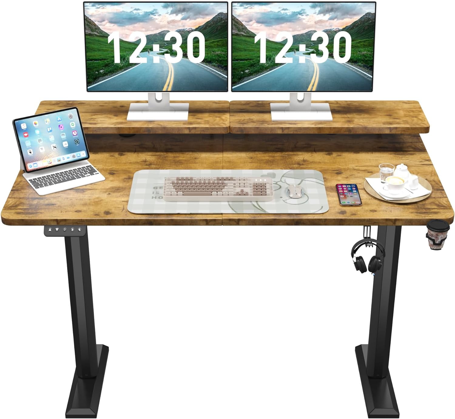 Electric Standing Desk with Monitor and Laptop Workstation 55 x 24 ...