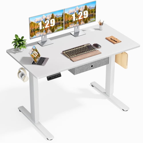 Electric Standing Desk with Drawer, Adjustable Desk Ergonomic Rising ...