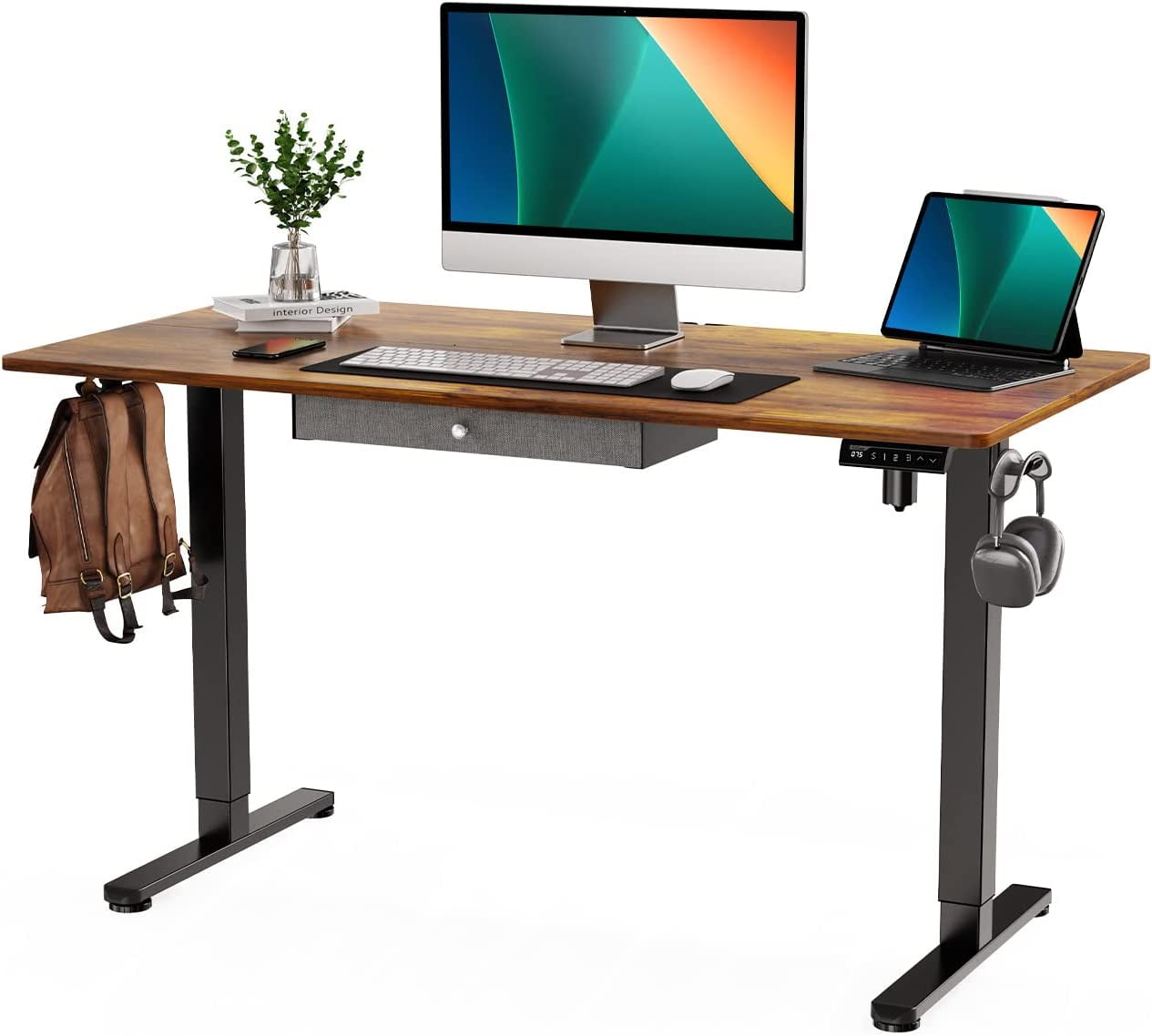 Electric Standing Desk with Drawer, Adjustable Height Sit Stand Up Desk ...
