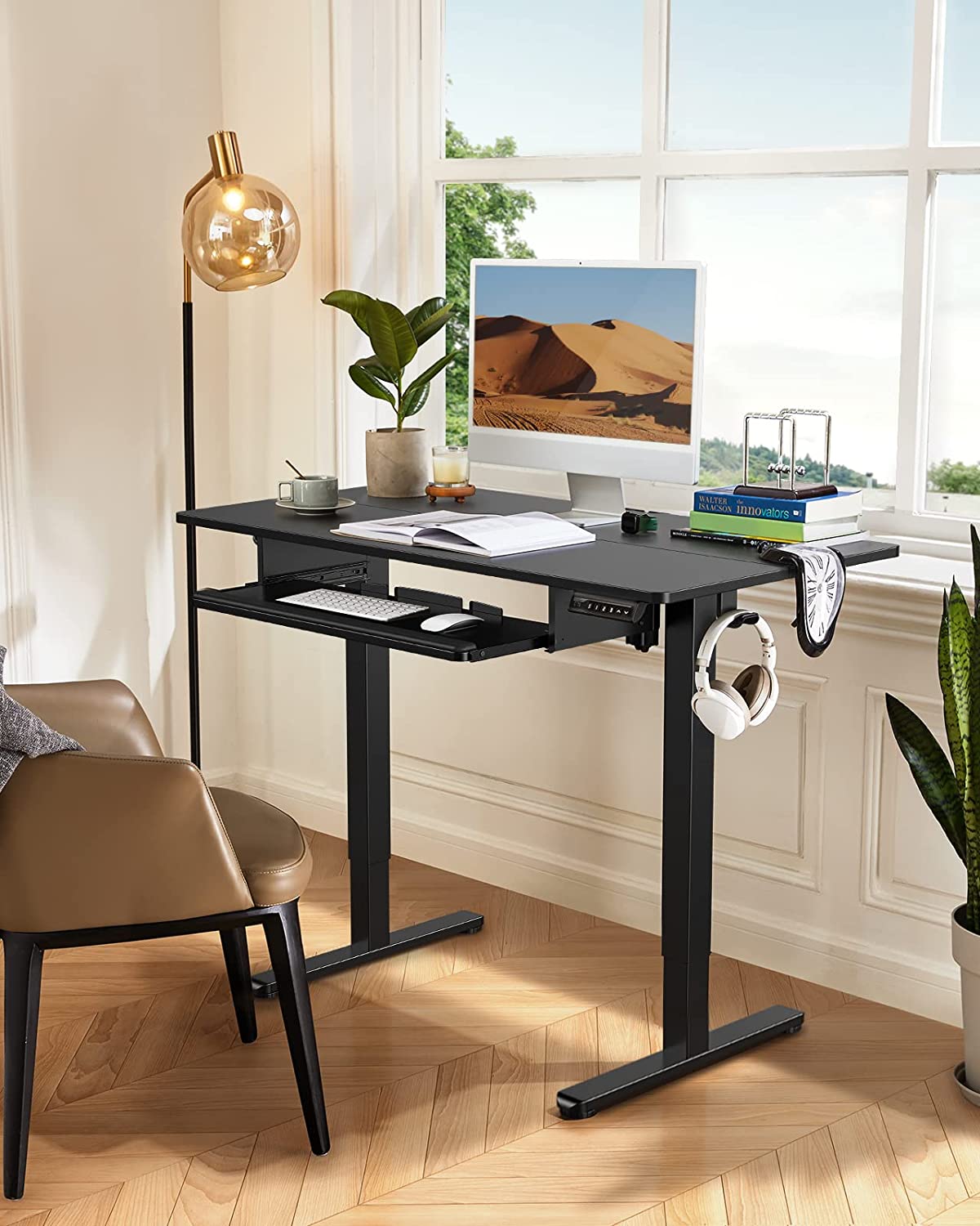 Atlantic 28-41" Height Adjustable Desk - Sit or Stand, with Rolling ...