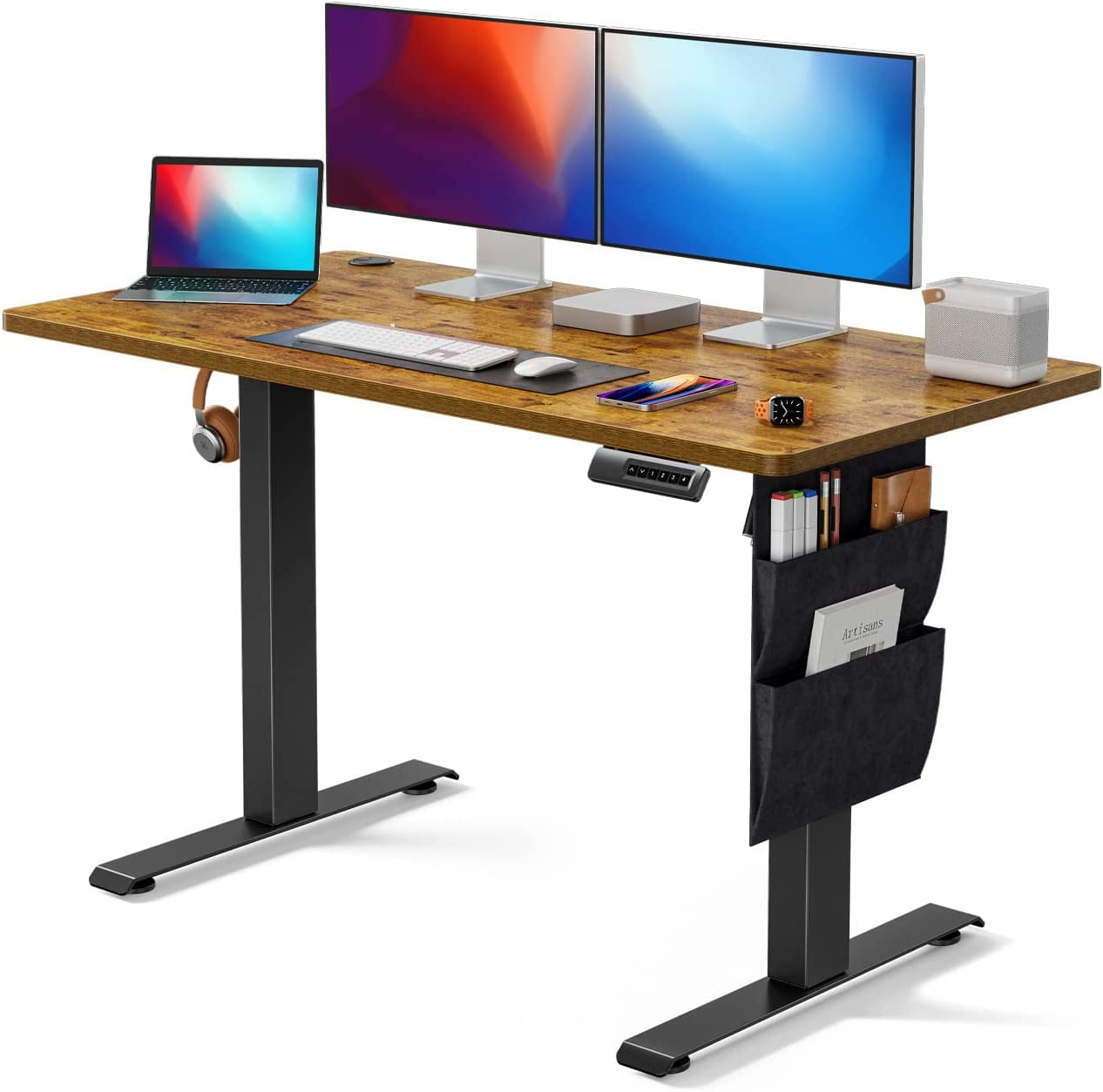 Walmart Electric Desk, 48"x24", Adjustable Height, Rustic, Home Office ...