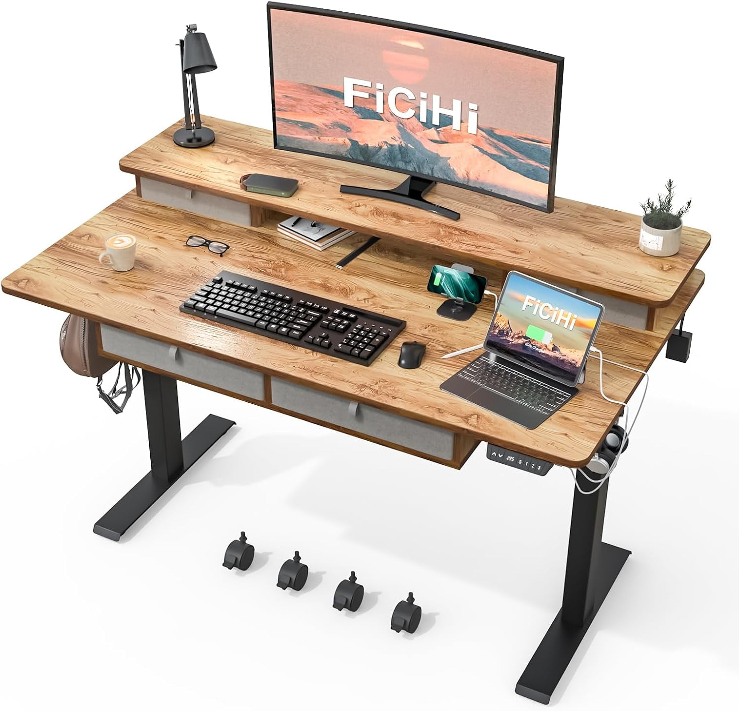 Electric Standing USB /C Charging Port Electric Height Adjustable 55 x ...