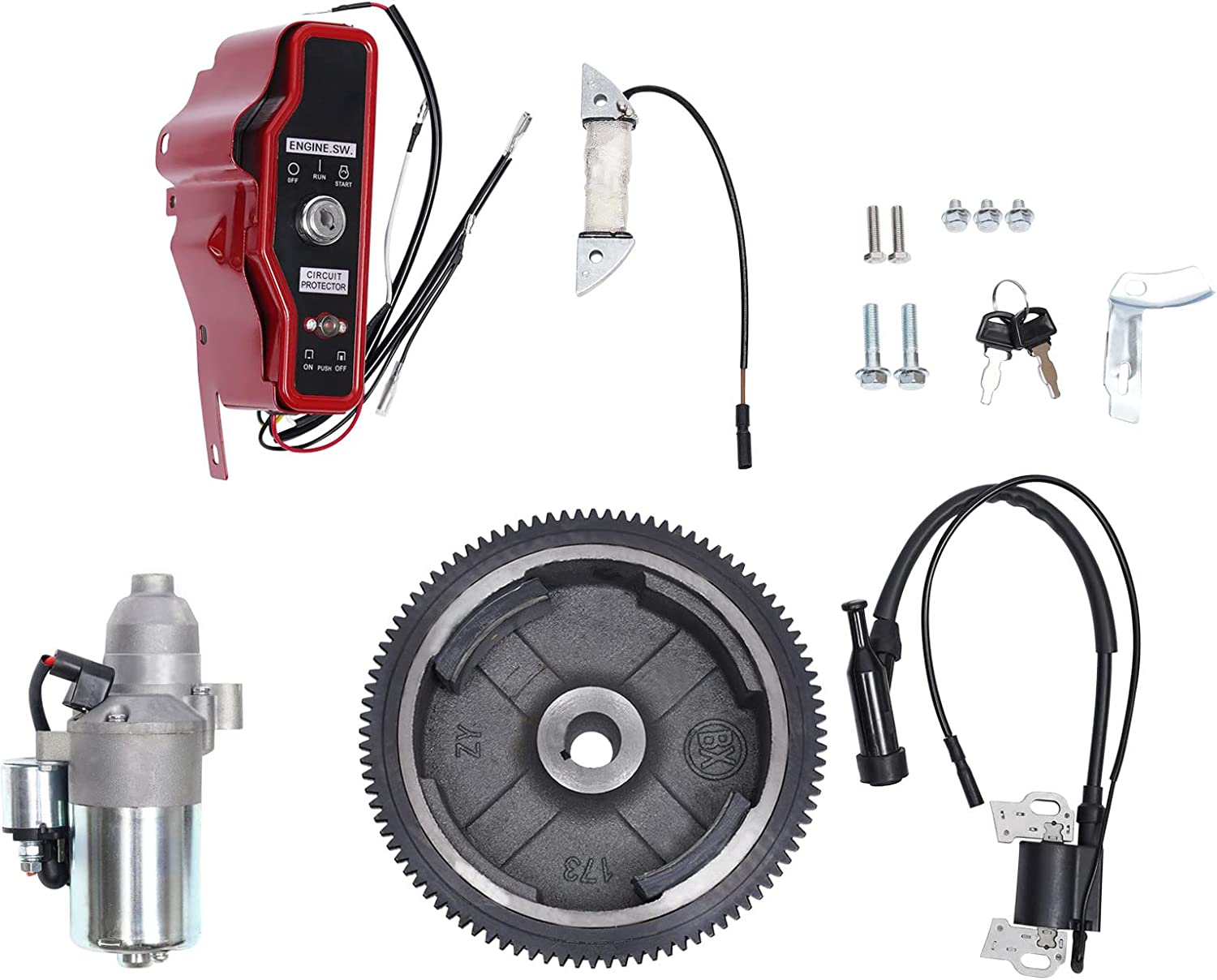 Electric Start Kit Starter Motor Flywheel Switch for GX240 8HP GX270 ...