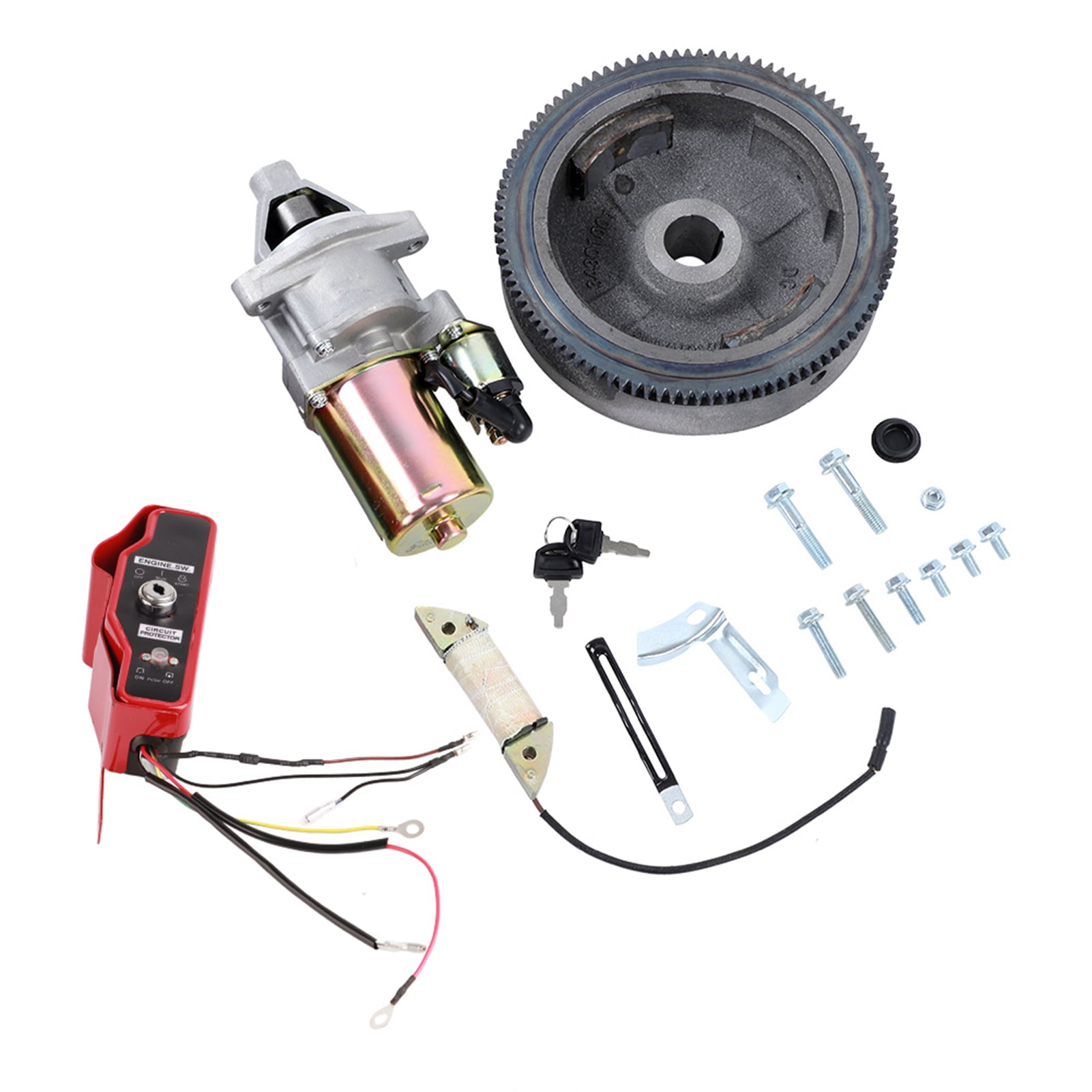 Electric Start Kit for GX390 Engine - Starter Motor, Flywheel, Control ...