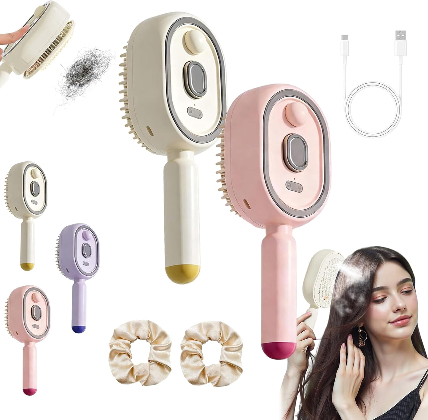 Electric Steam Brush for Hair, 2 in 1 Steam Hair Straightener Brush ...
