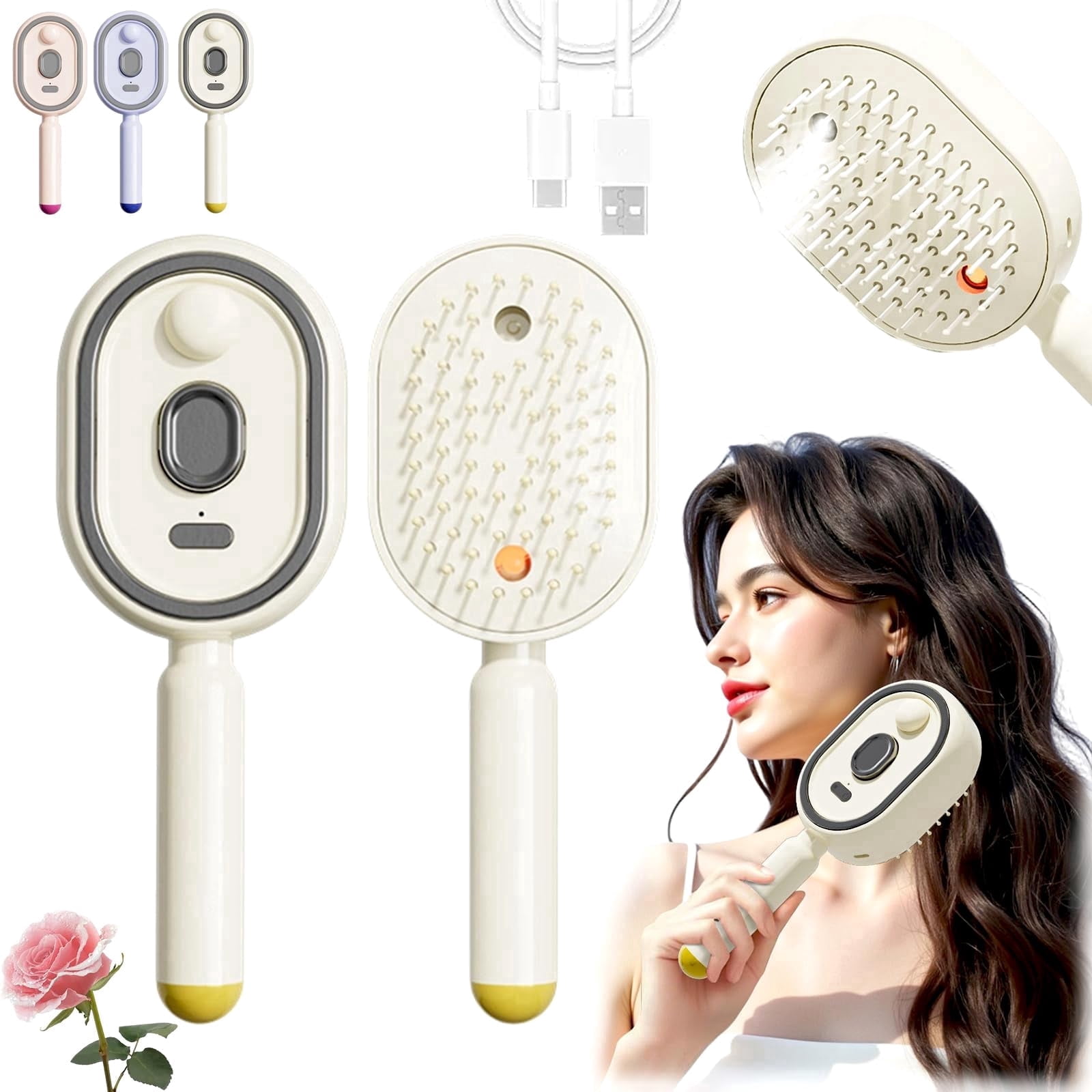 Electric Steam Brush for Hair, 2026 New 2-in-1 Spray Air Cushion ...