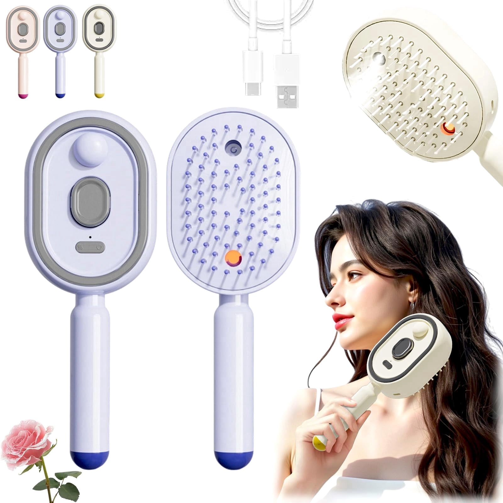 Electric Steam Brush for Hair, 2026 New 2-in-1 Spray Air Cushion ...