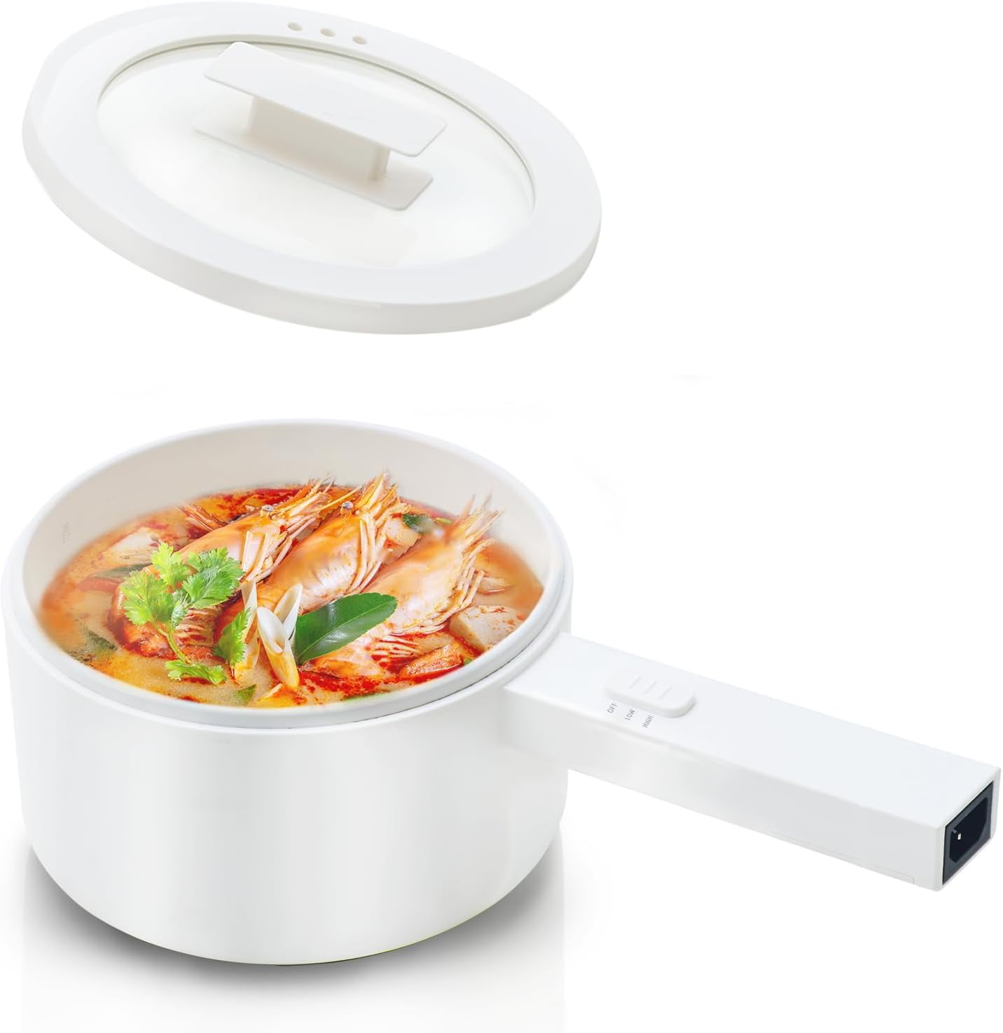 Electric Steamer for Cooking, 2L Ceramic Glaze Non-stick Pot, Dual ...