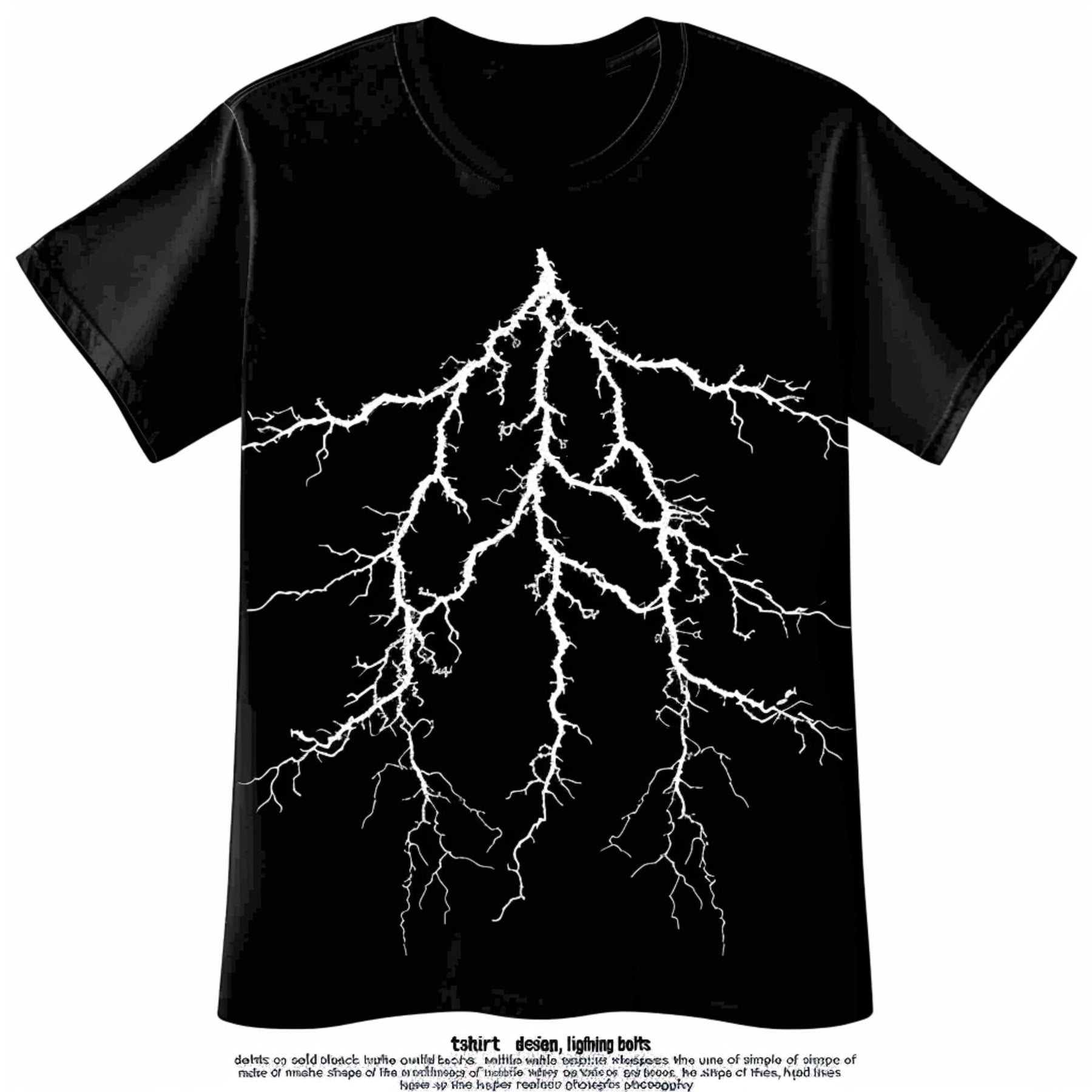Electric Storm: Lightning Bolts & Electric Field Lines on Black Tee ...