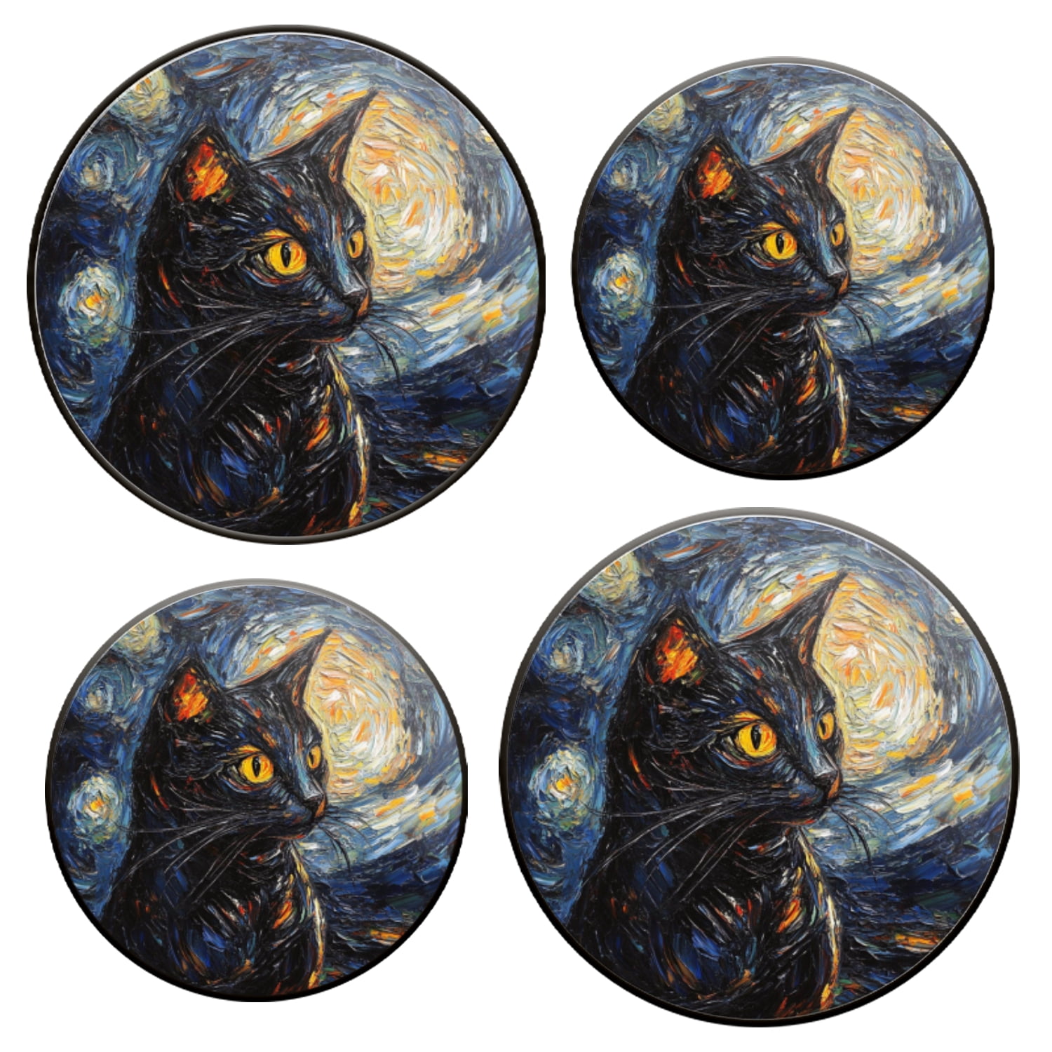 Electric Stove Burner Covers Set of 4 for Range Accessories, Black Cat ...
