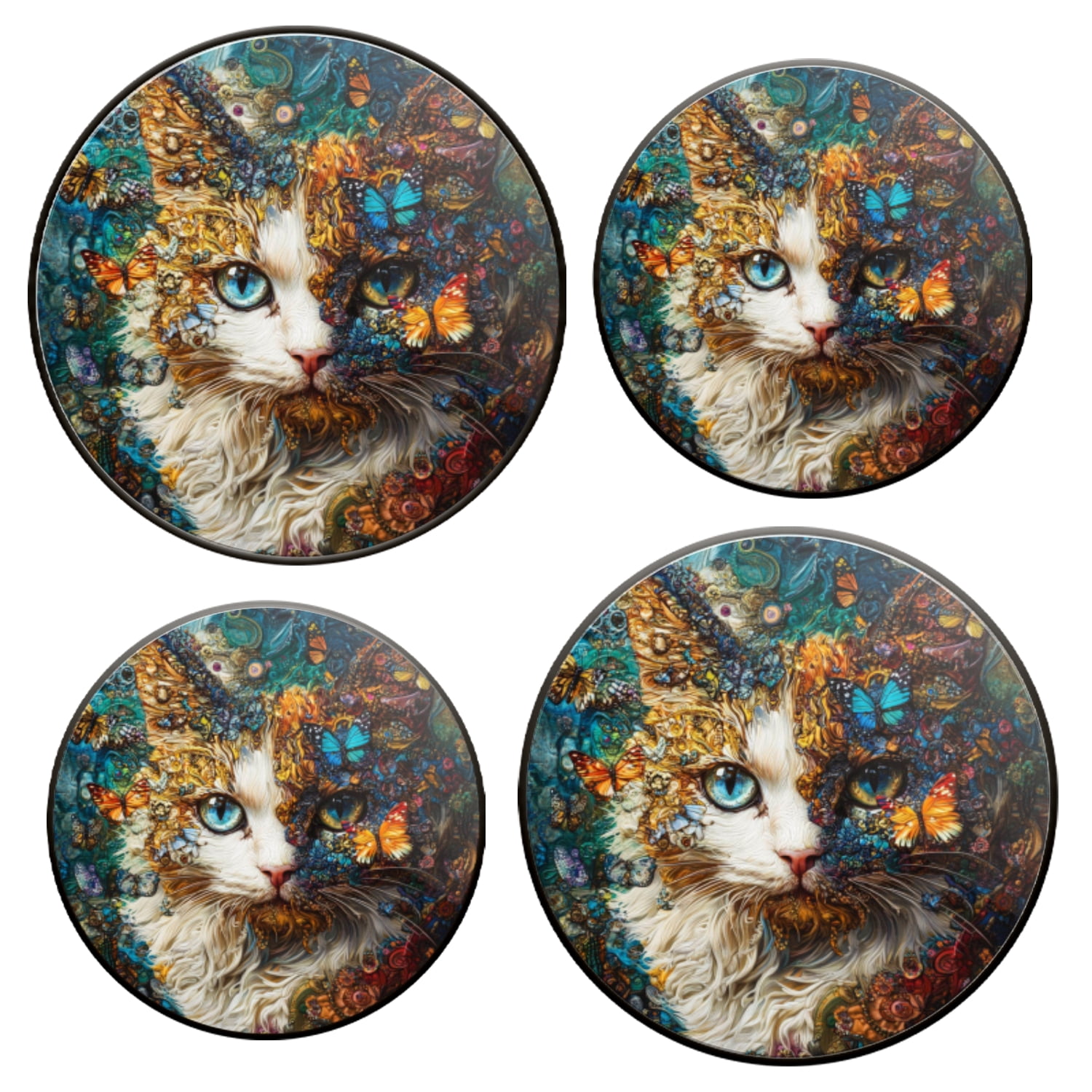 Electric Stove Burner Covers Set of 4 for Range Accessories, White Cat ...