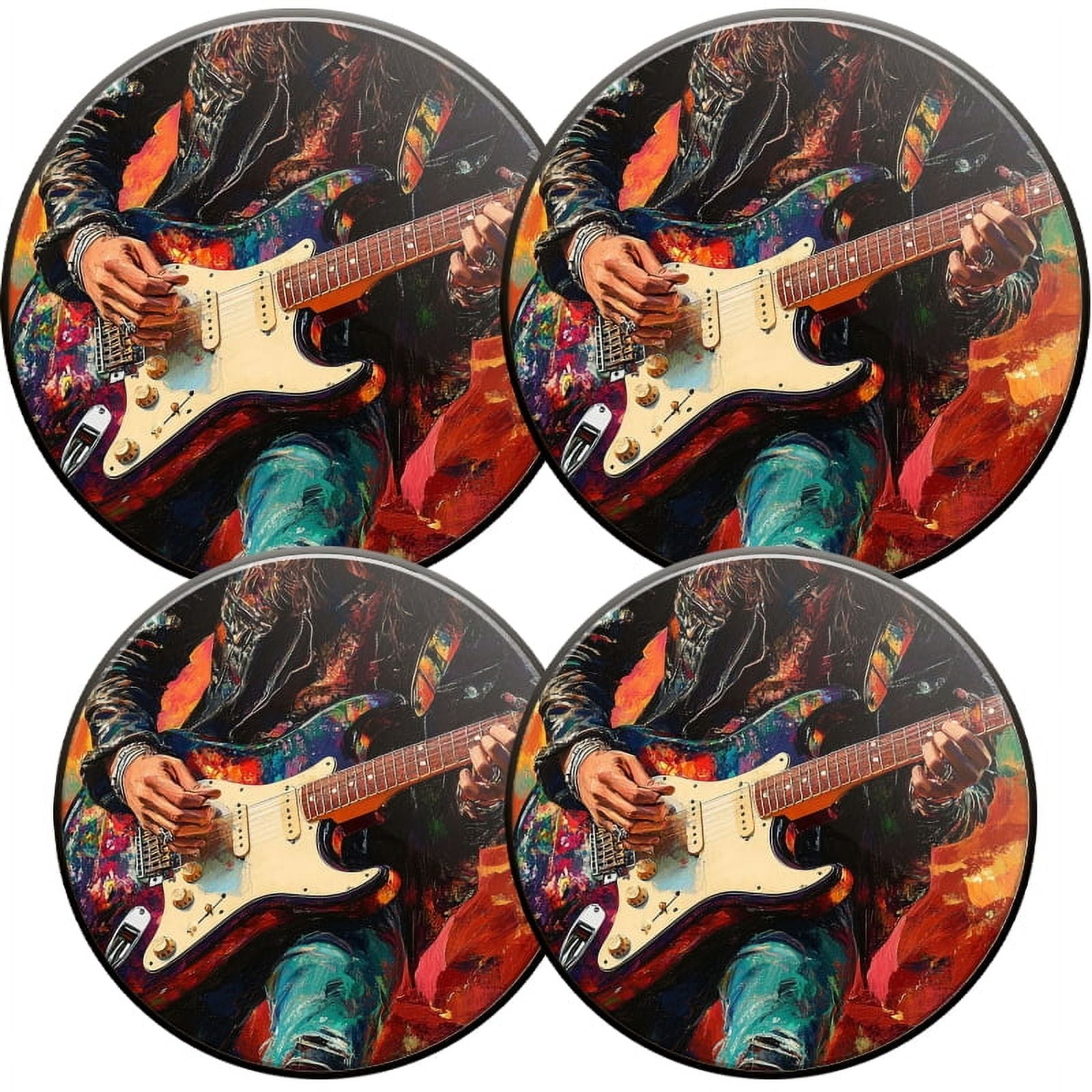 Electric Stove Burner Covers, Set of 4, Black Round Burner Cover,Close-Up_Of_Guitar_With_Oil ...