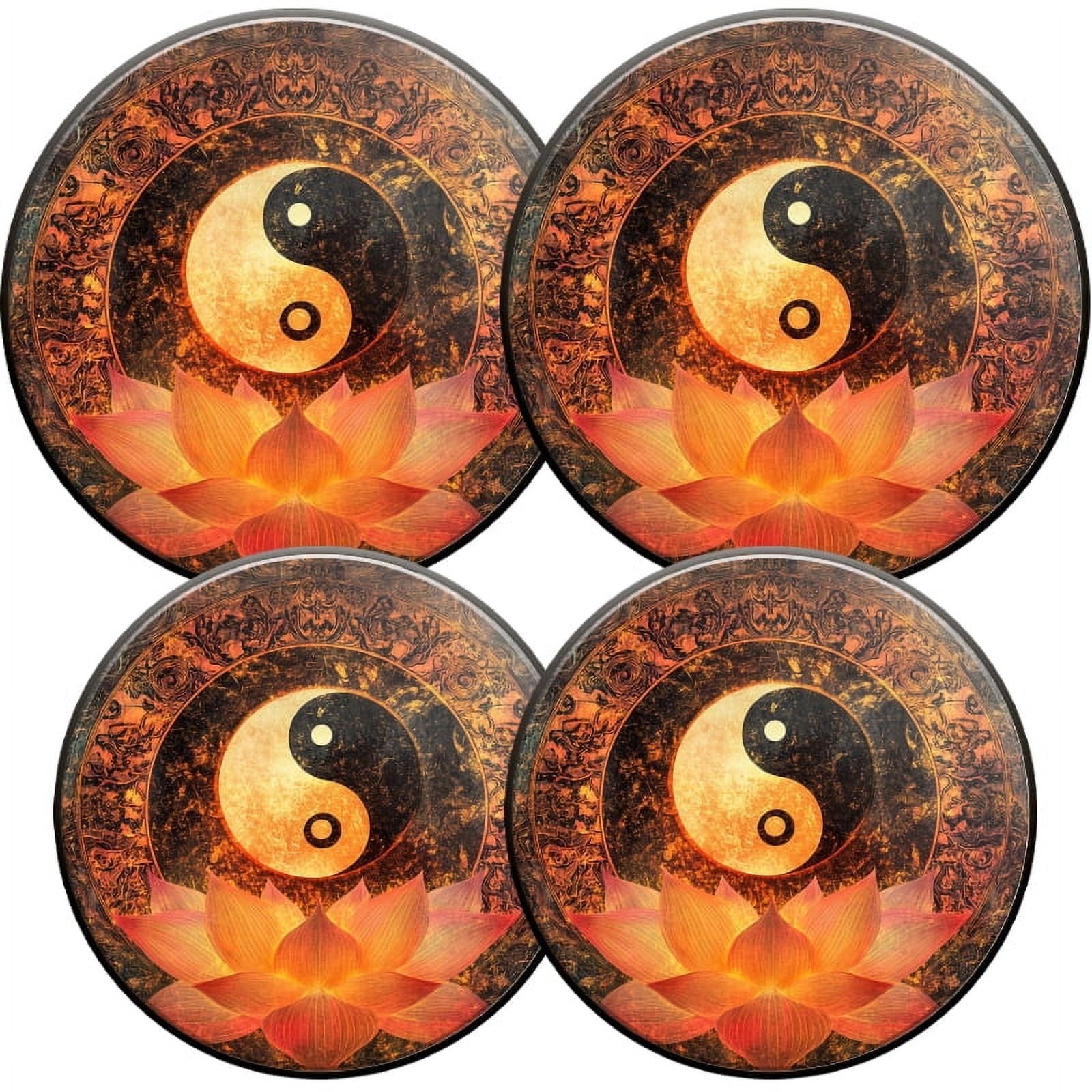 Electric Stove Burner Covers, Set of 4, Black Round Burner Cover,Lotus ...