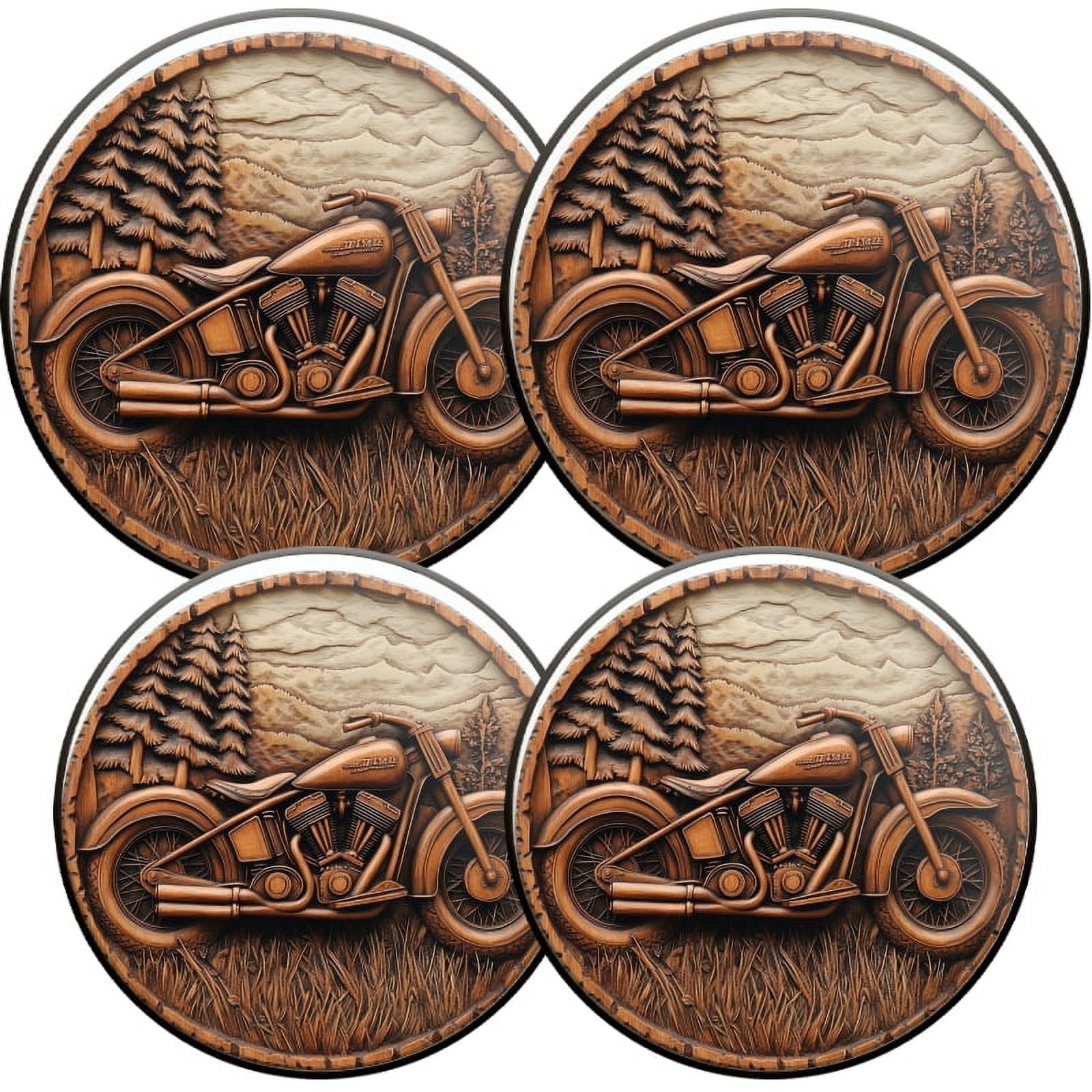 Electric Stove Burner Covers, Set of 4, Round Burner Cover,8 and 10 Inch,Motorcycle on Birch ...