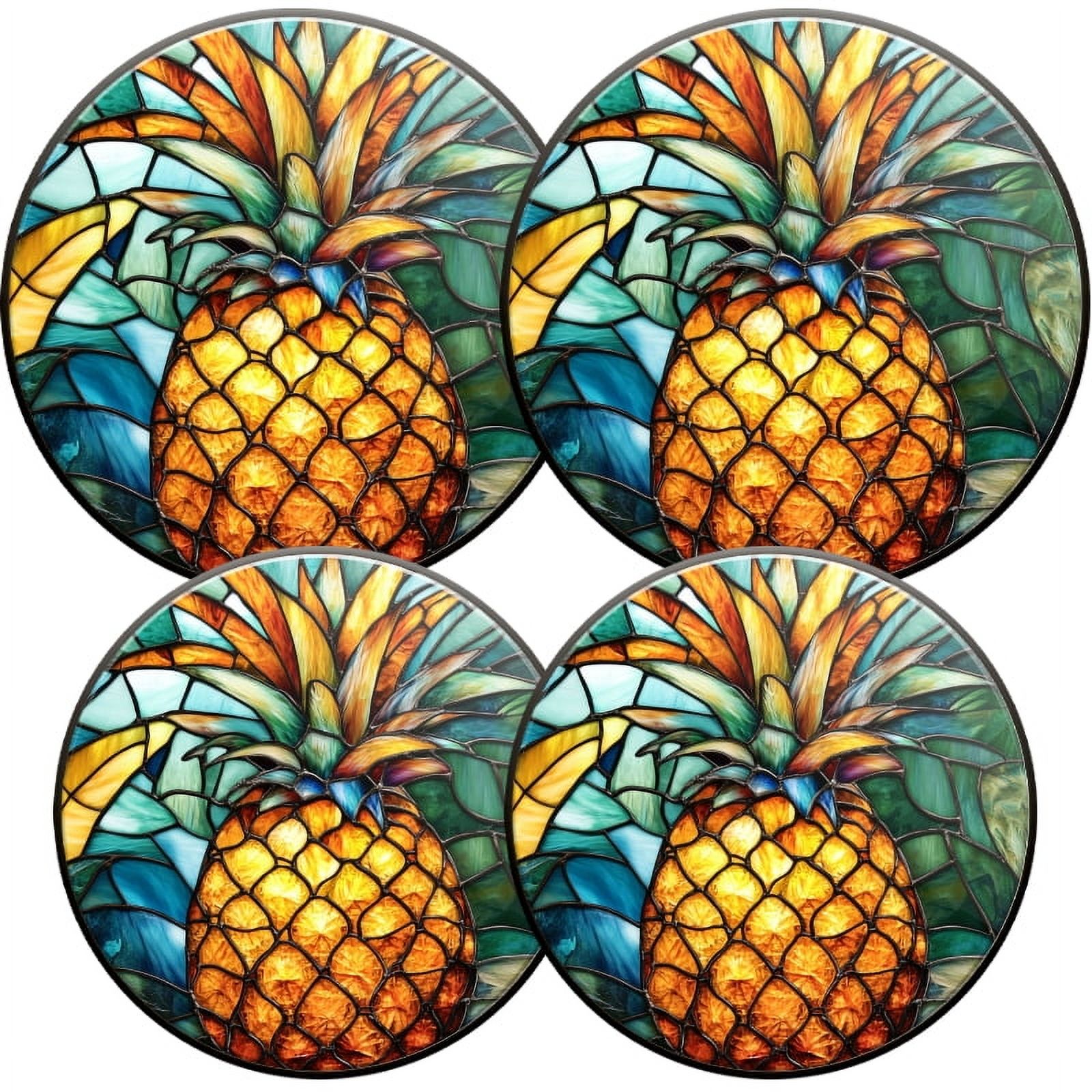 Electric Stove Burner Covers, Set of 4, Round Burner Cover,8 and 10 Inch,Pineapple_With_Vibrant ...