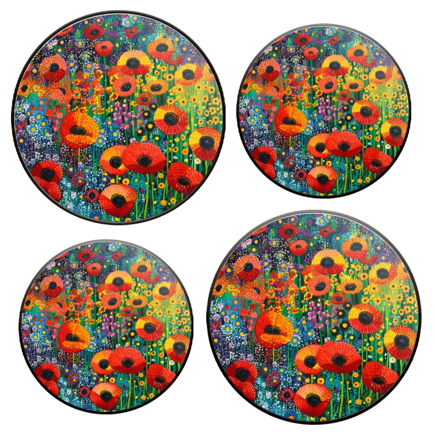 Electric Stove Burner Covers Set of 4 for Range Accessories, Red Poppy ...
