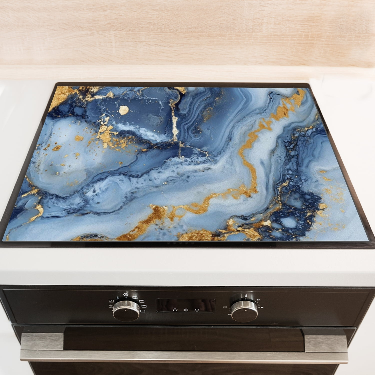 Electric Stove Top Covers, Abstract Blue Gold Marble Square Flat Stove ...
